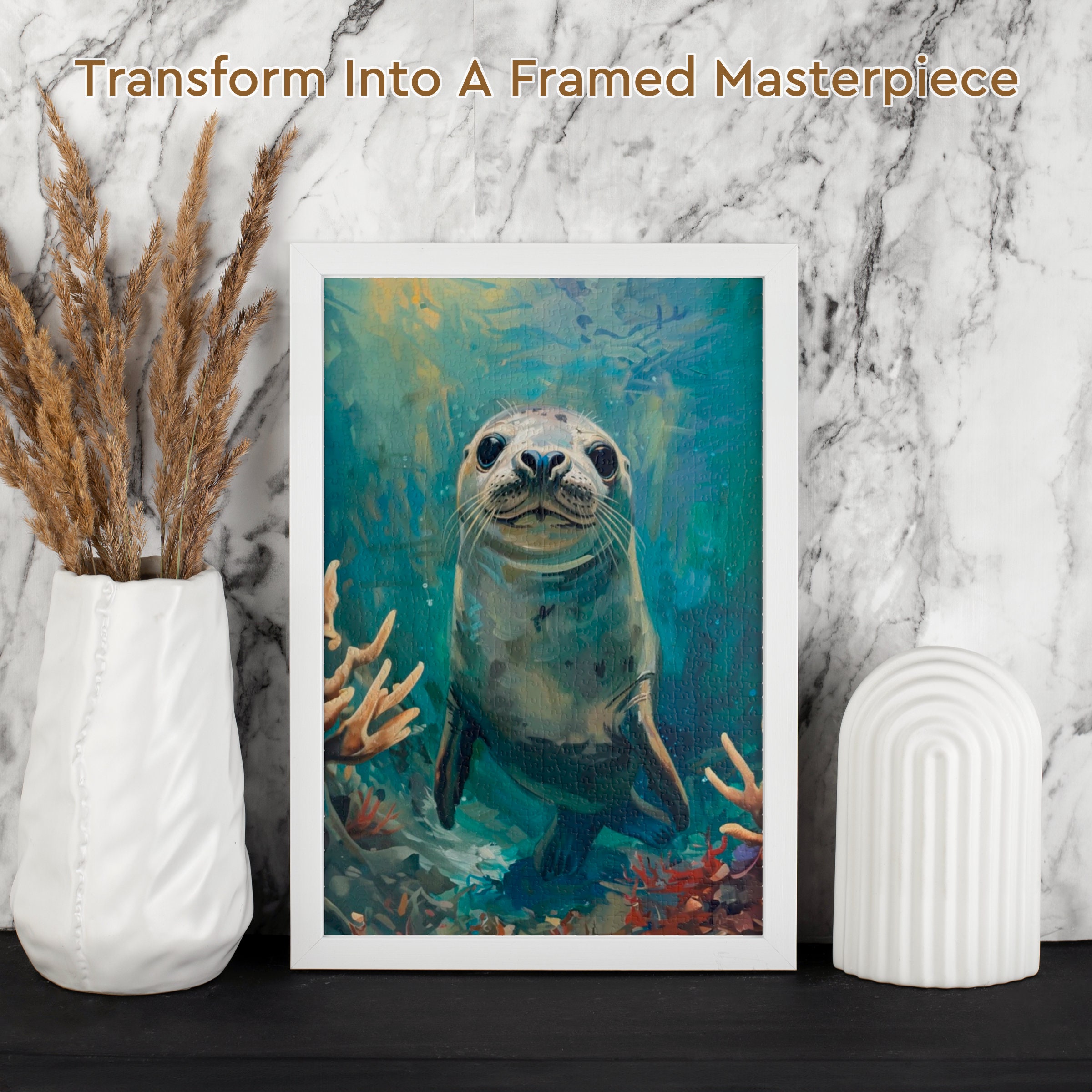 Cute Curious Seal Aquarium Jigsaw Puzzle, 110/252/520/1014 Pcs, Kids ...