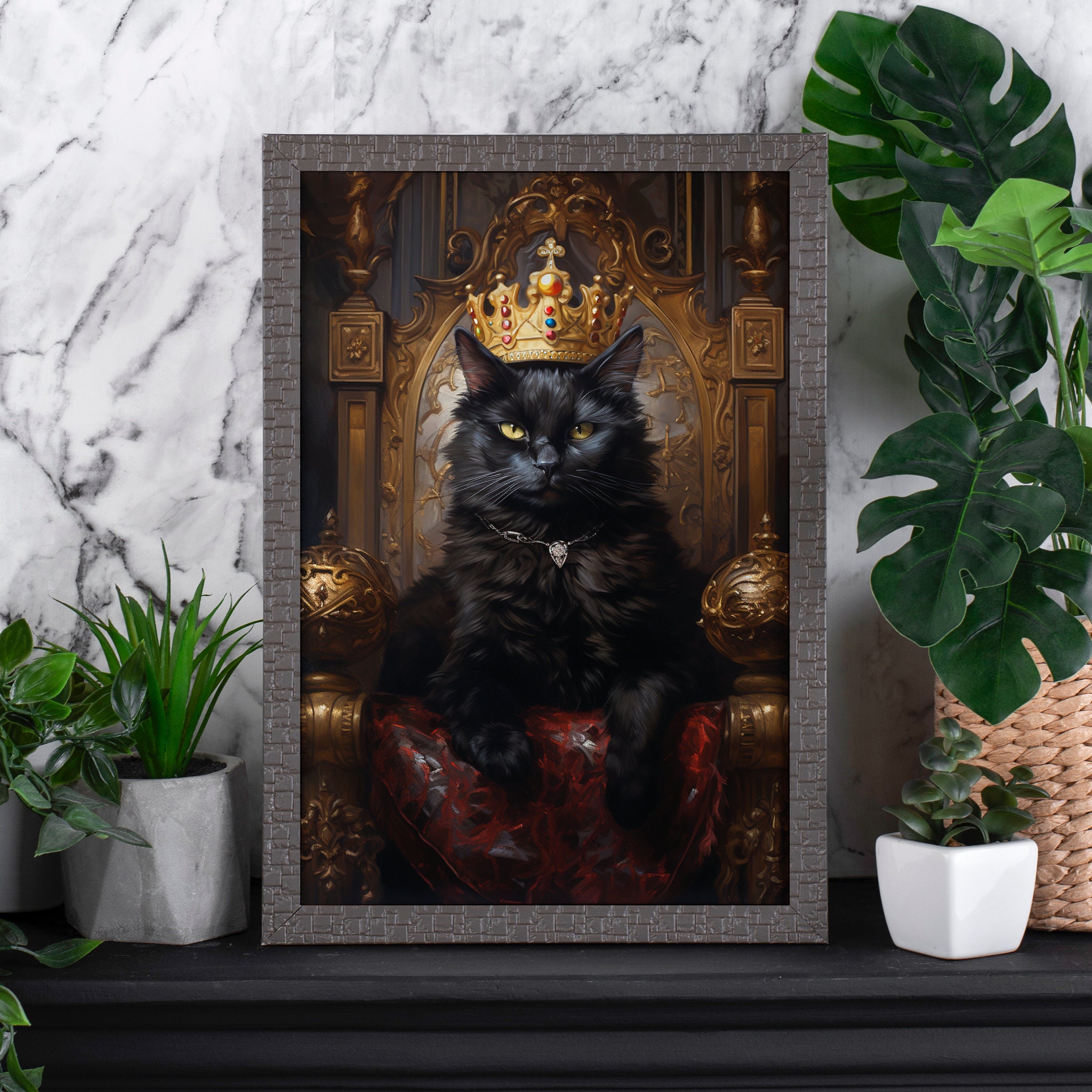 Royal Crown Cat Poster, King Cat, Queen Cat, Royal Pet Portrait, Wall ...