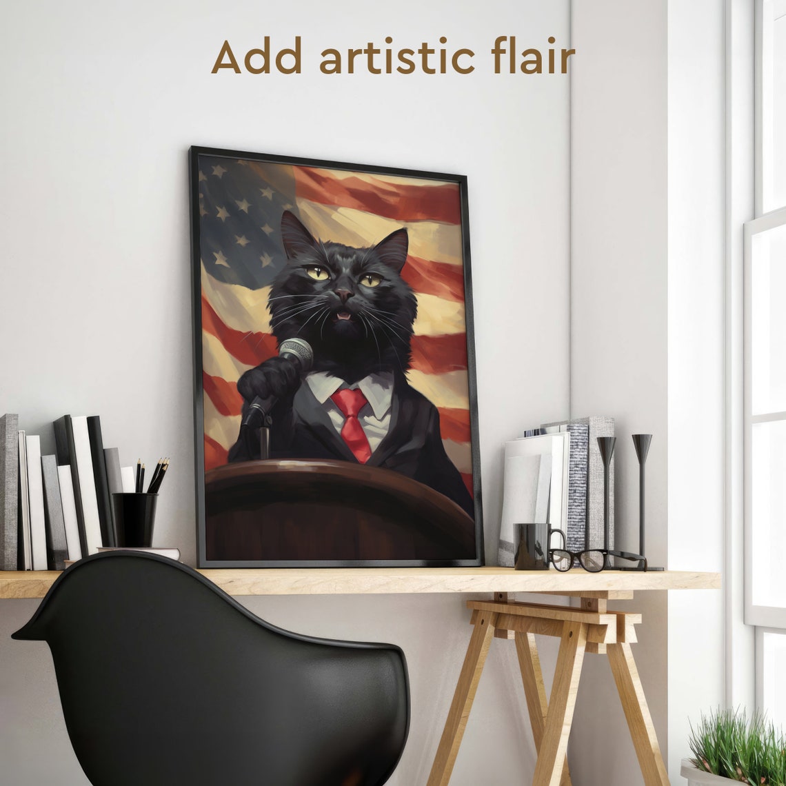 Exclusive President Black Cat Poster, Funny Kitten Wall Art, Wall Pet ...