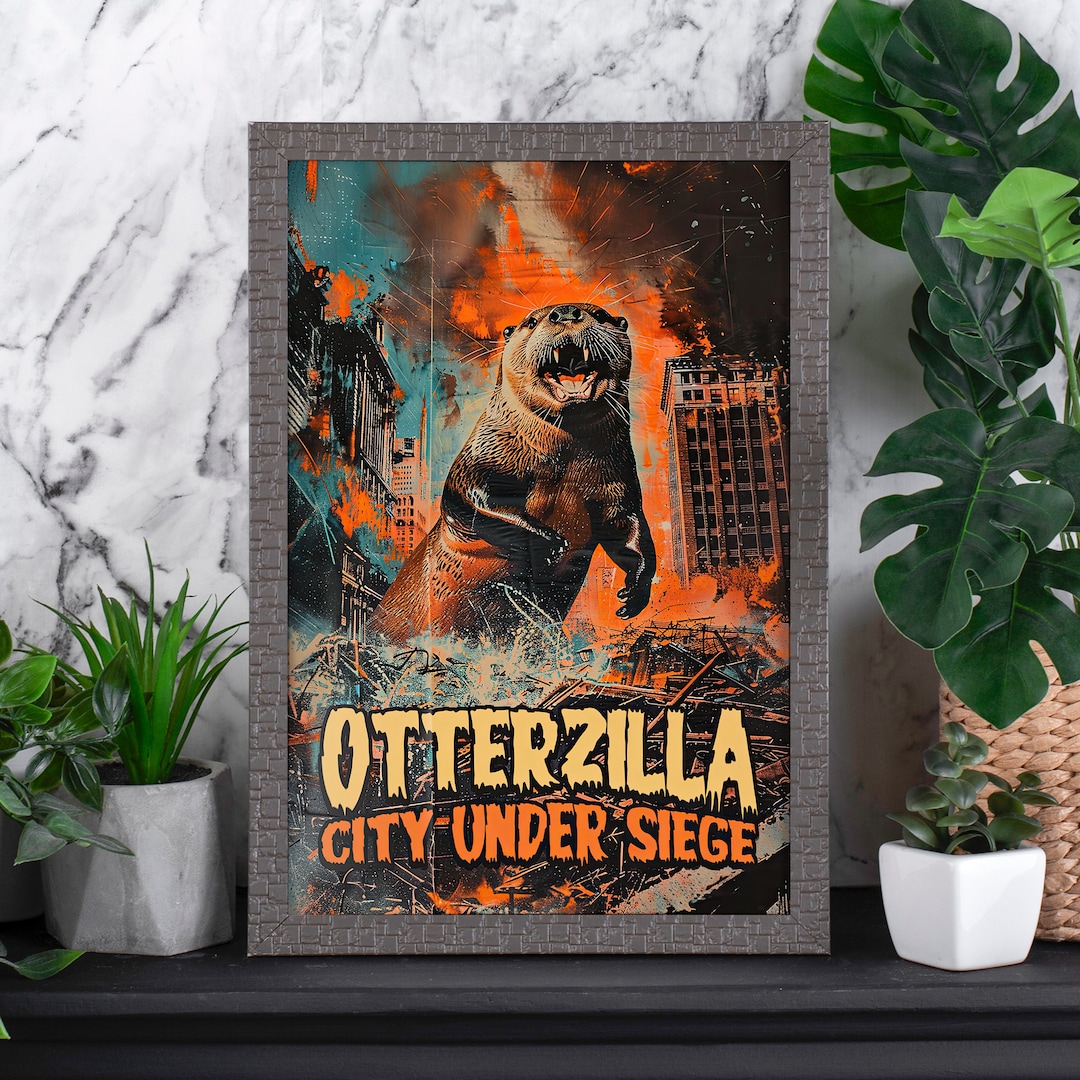 Retro Giant Otter Monster Poster, Otterzilla, Sea Otter, Classic ...