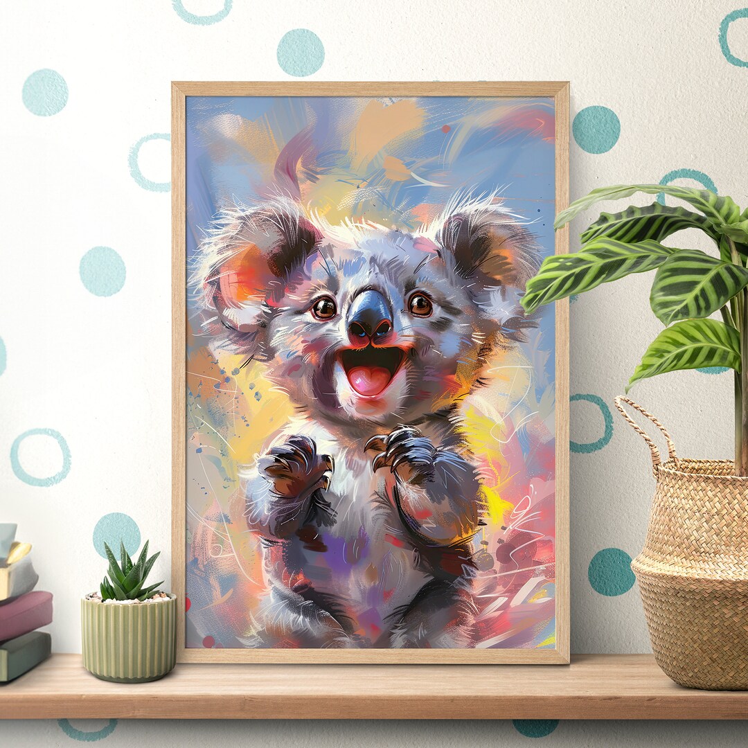 Wildlife Cute Koala Nursery Poster, Funny Koala Bear Print, Koala Lover ...