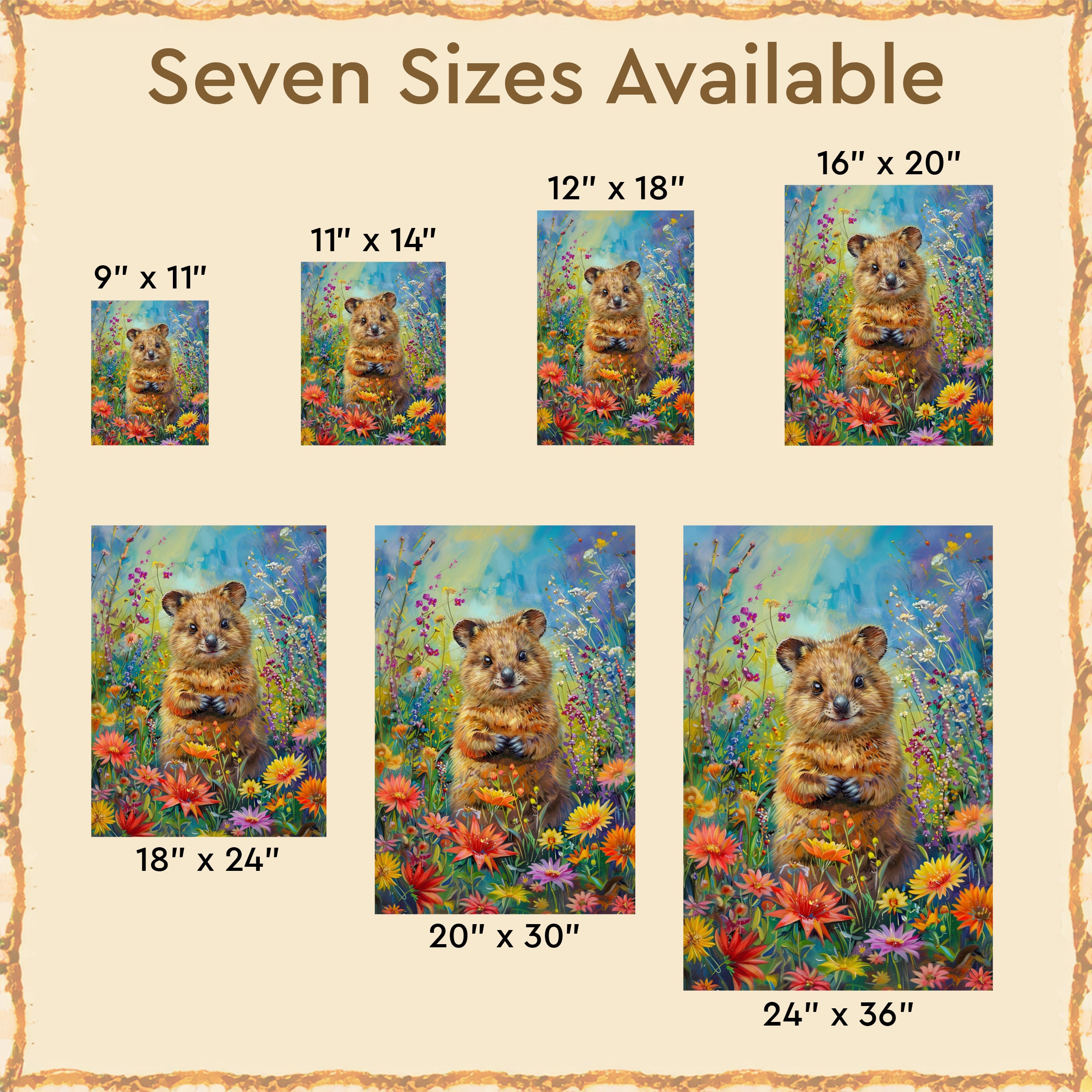 Flower Field Cute Quokka Poster, Funny Quokka Wall Art, Quokka Lover ...