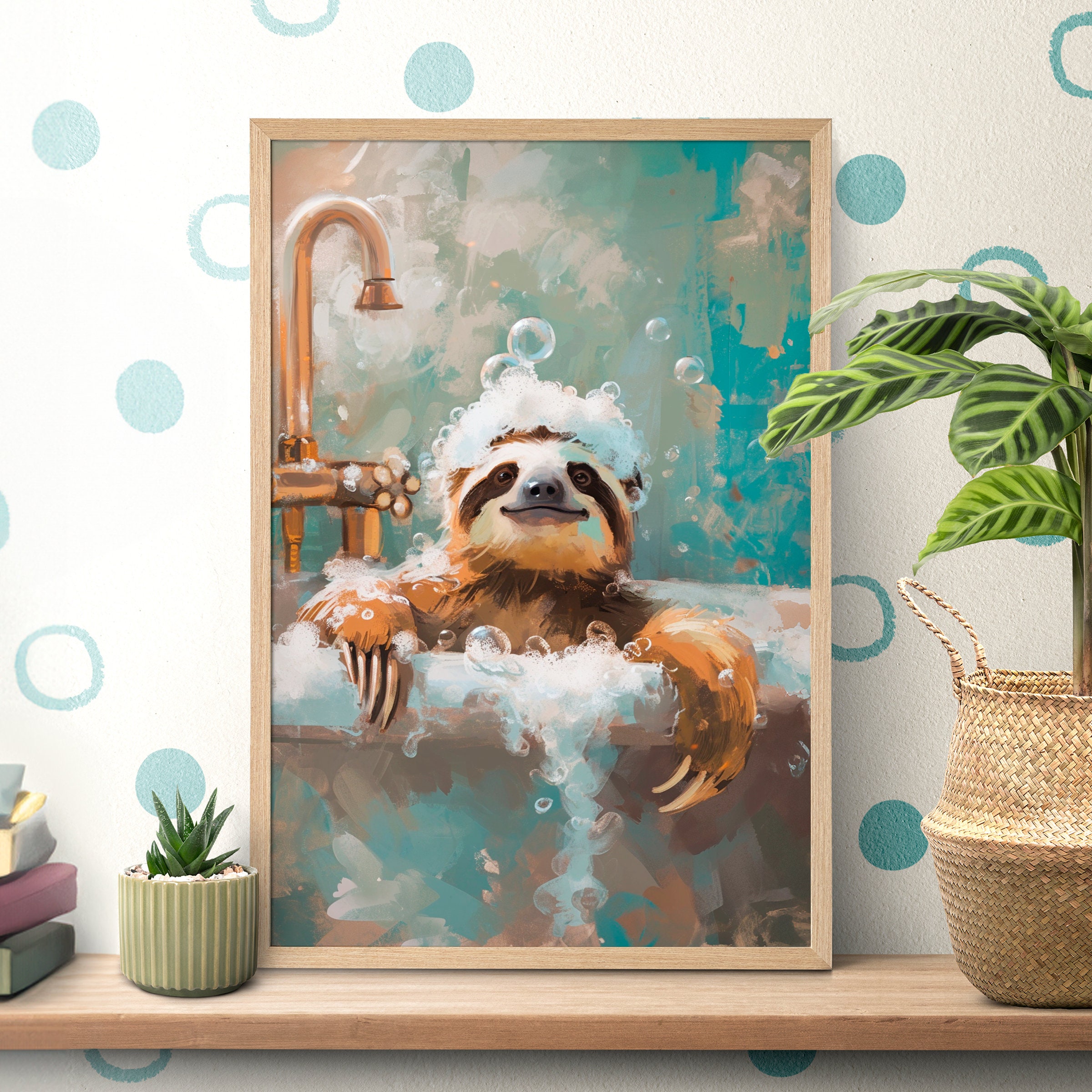 Bathtub Bubble Bath Sloth Poster, Funny Bathroom Wall Art, Sloth Lover ...