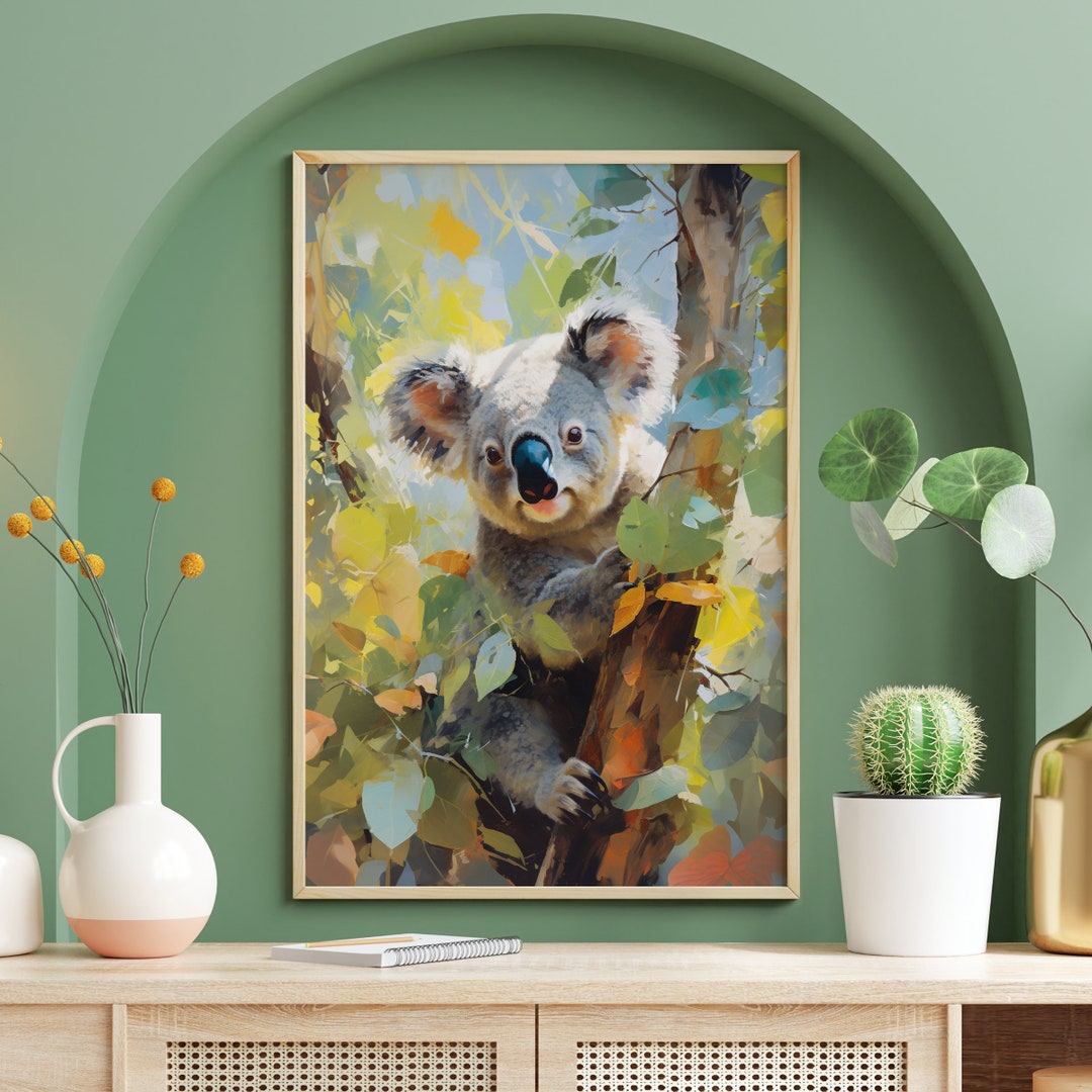 Forest Cute Koala Bear Poster, Funny Koala Wall Art, Animal Home Decor ...
