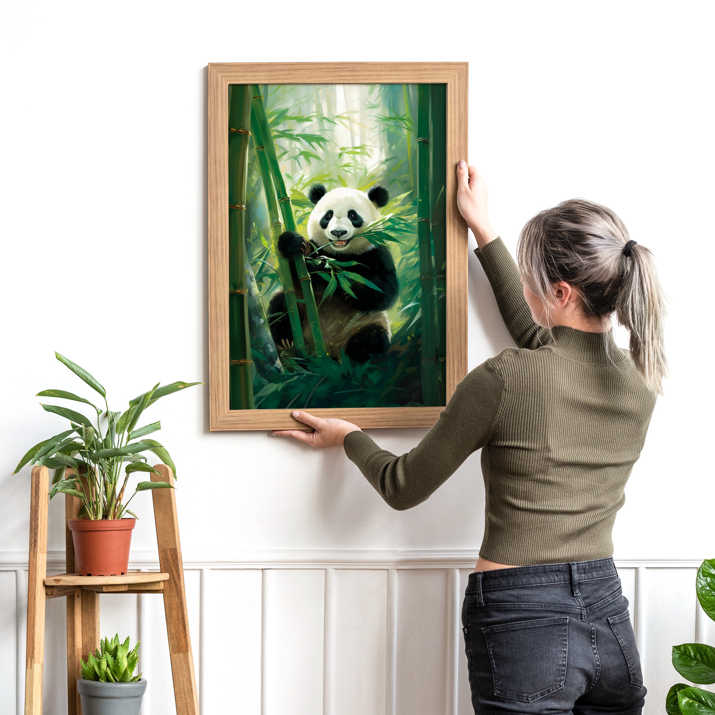 Forest Panda Eating Bamboo Poster Funny Panda Wall Art Panda - Etsy