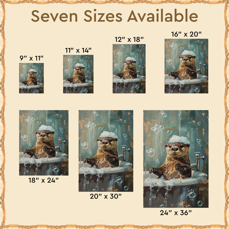 Bathtub Bubble Bath Otter Poster, Bathroom Wall Art, Funny Sea Otter ...