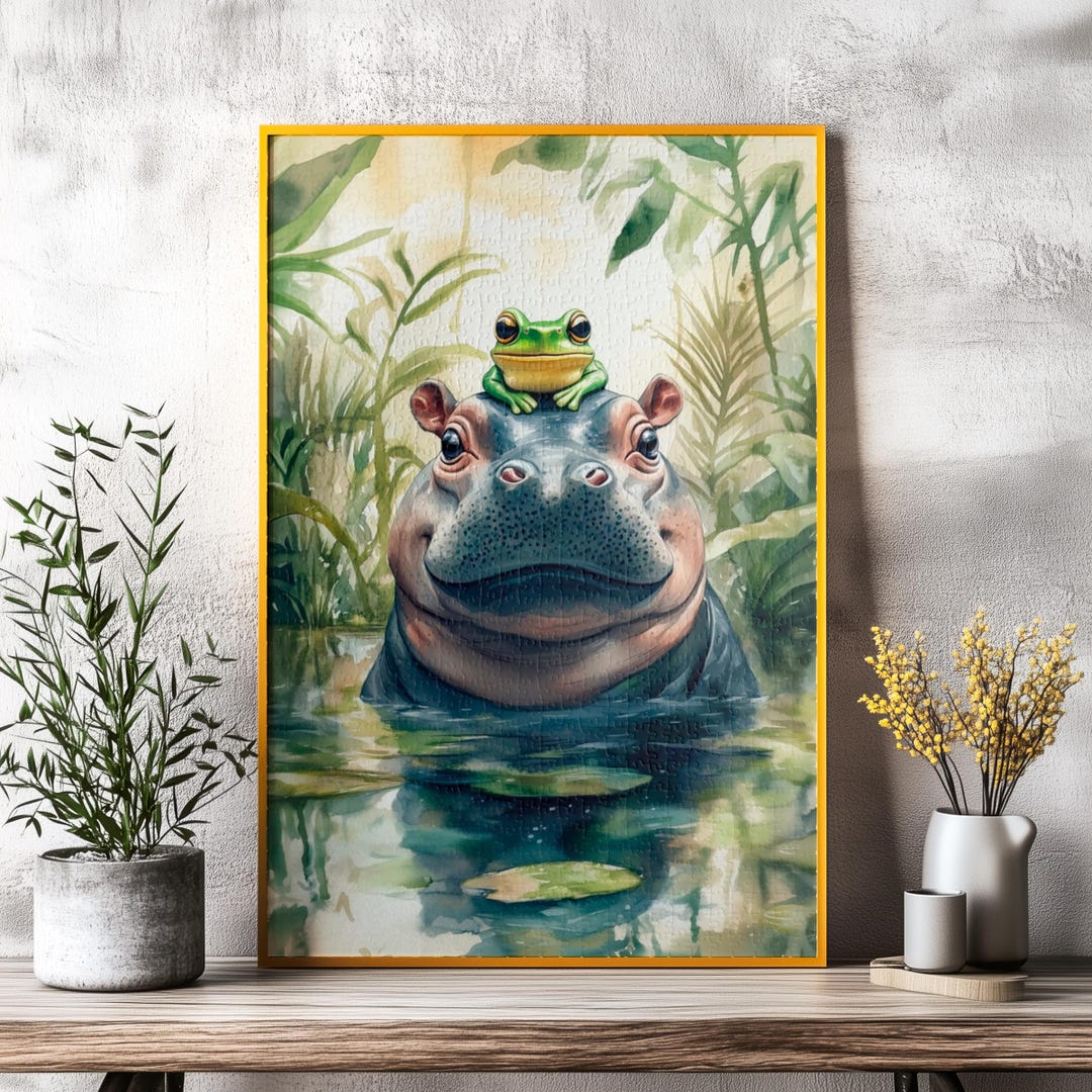 Joyful Hippo and Frog Jigsaw Puzzle, 110/252/520/1014 Pcs, Kids Adults ...