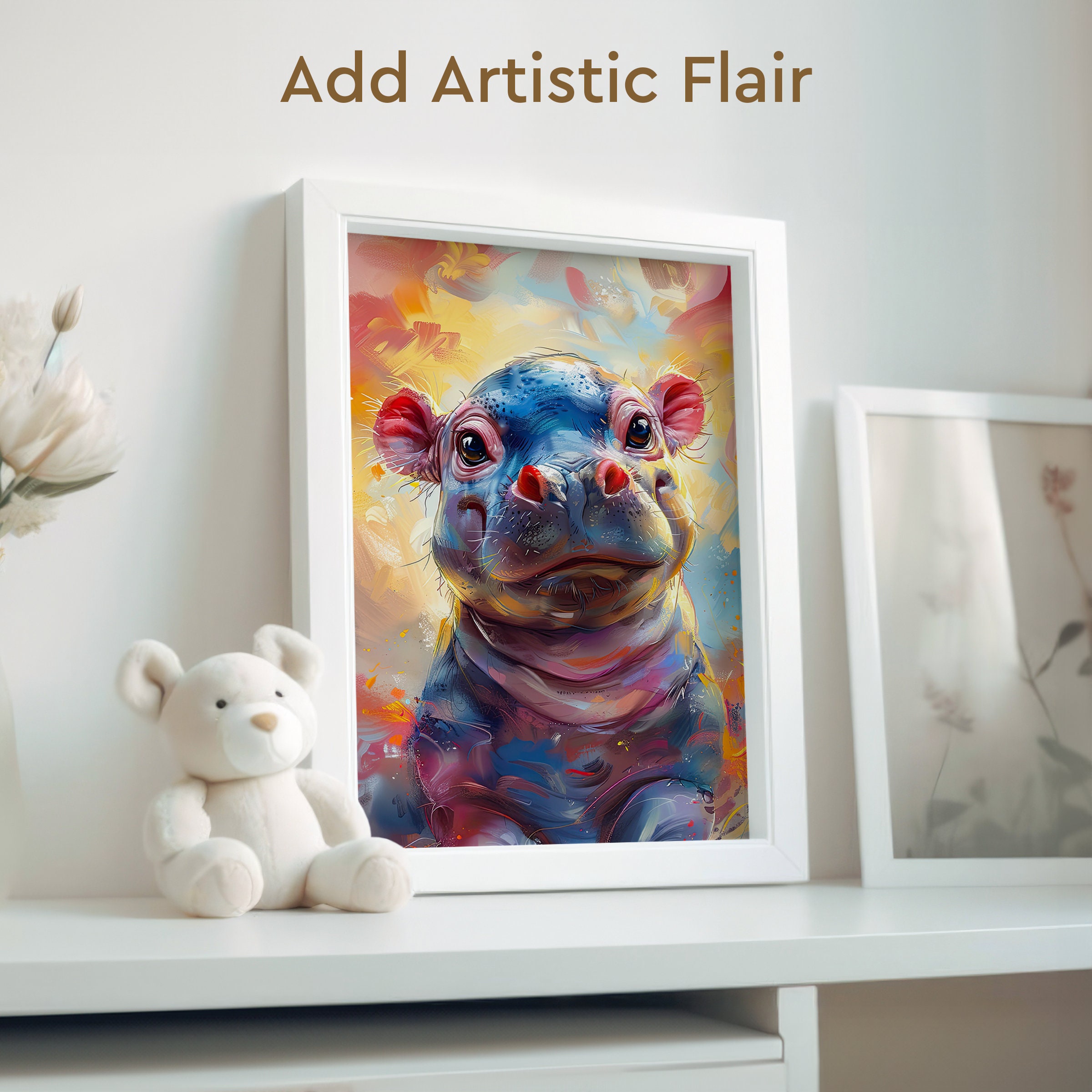 Wildlife Cute Hippo Nursery Poster, Hippo Lover Gift, Funny Hippo Print ...