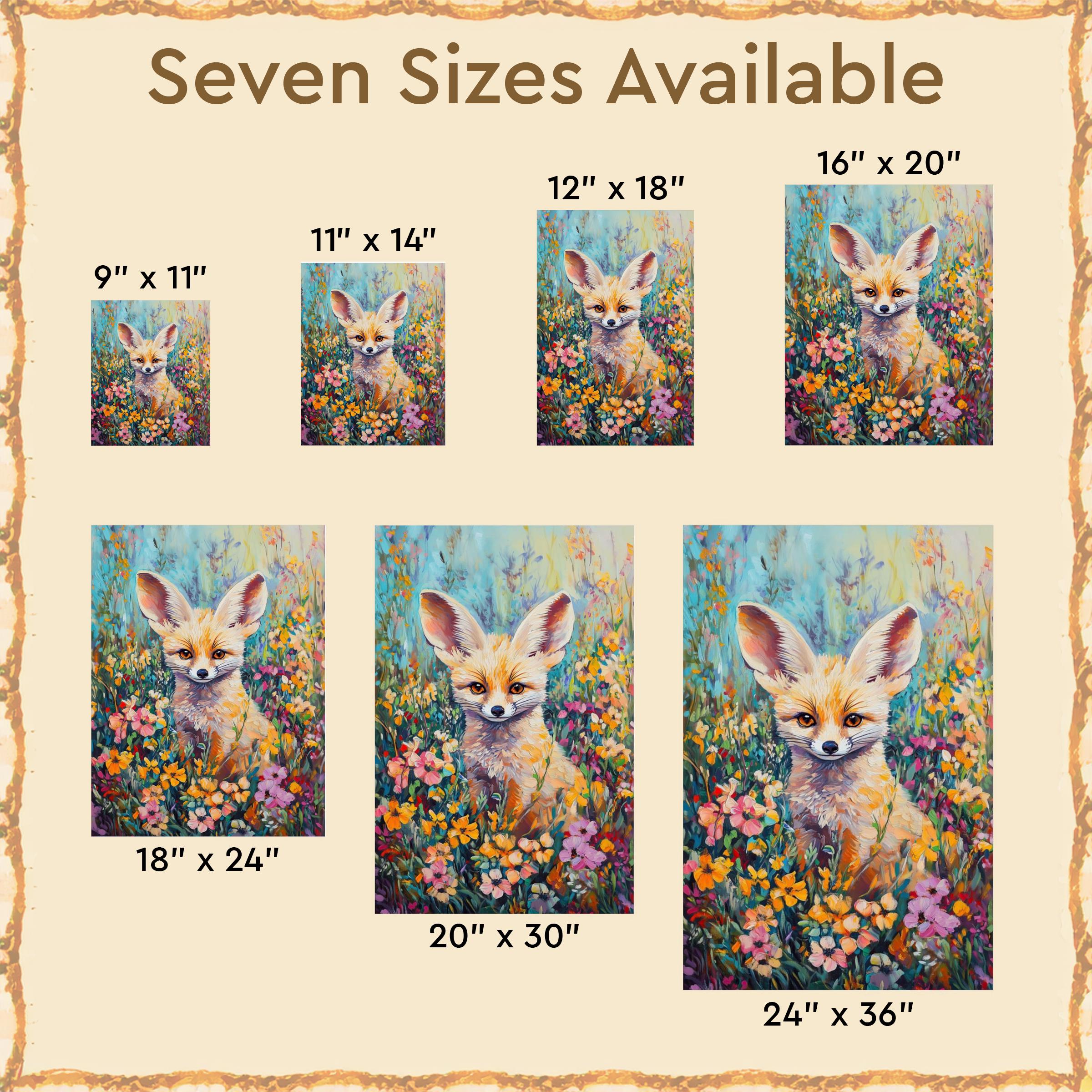 Flower Field Fennec Fox Poster, Funny Desert Fox, Vulpes Zerda Nursery ...