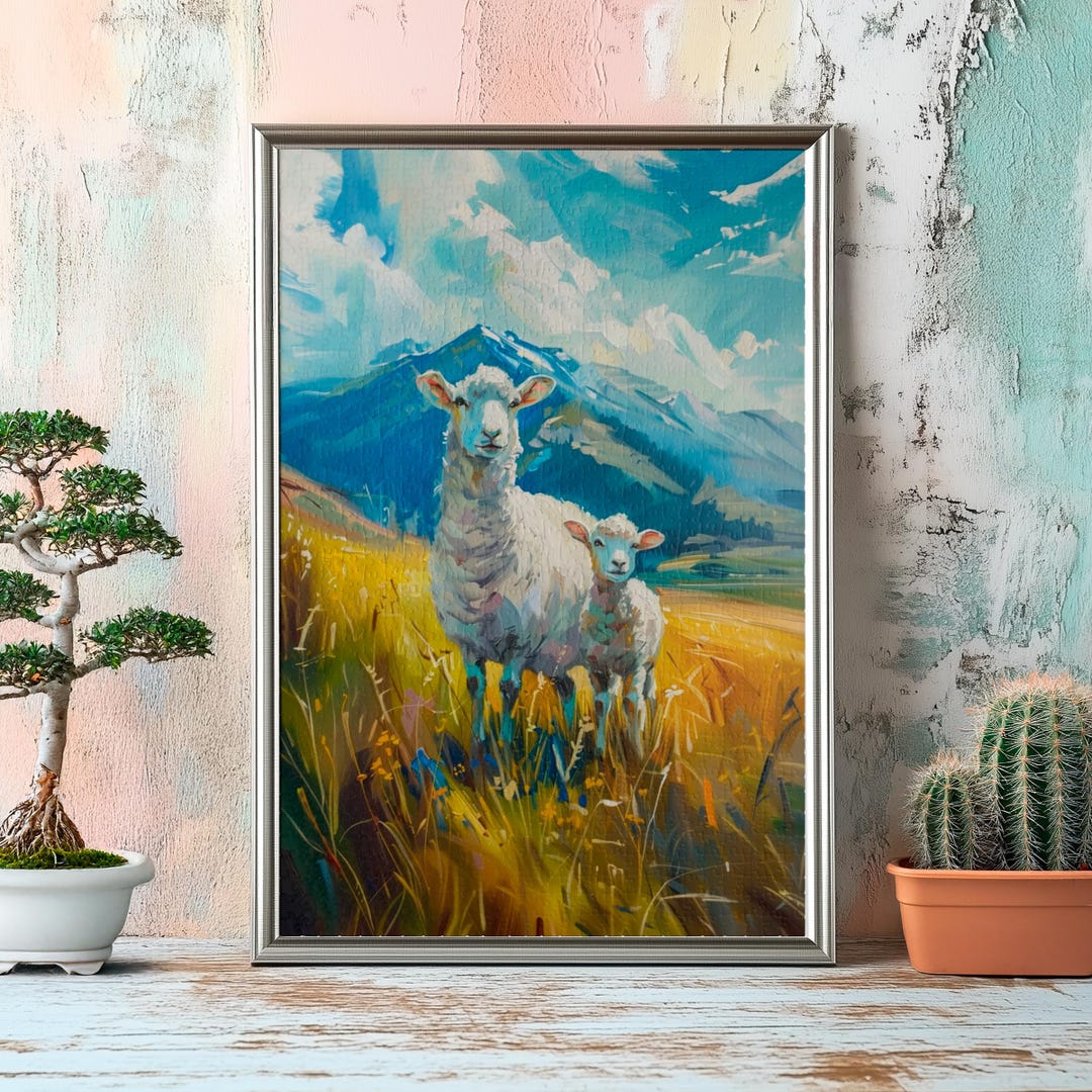Sheep Family Grazing Grassland Jigsaw Puzzle, 110/252/520/1014 Pcs ...