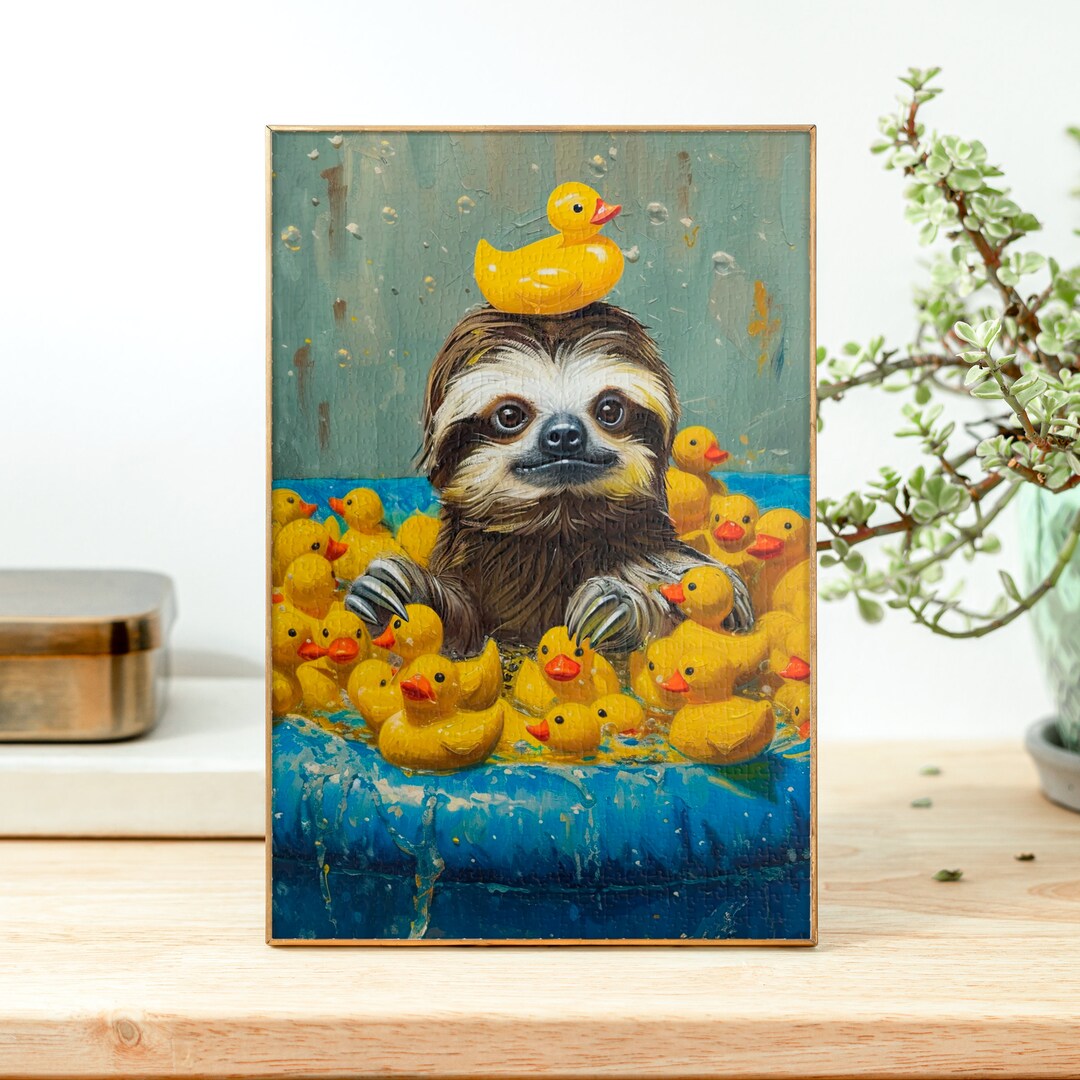 Rubber Duck Pool Sloth Jigsaw Puzzle, 110/252/520/1014 Pcs, Kids Adults ...