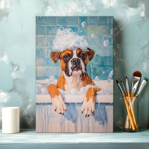 Bathtub Bubble Bath Boxer Canvas Wall Art, Matte Stretched Canvas ...