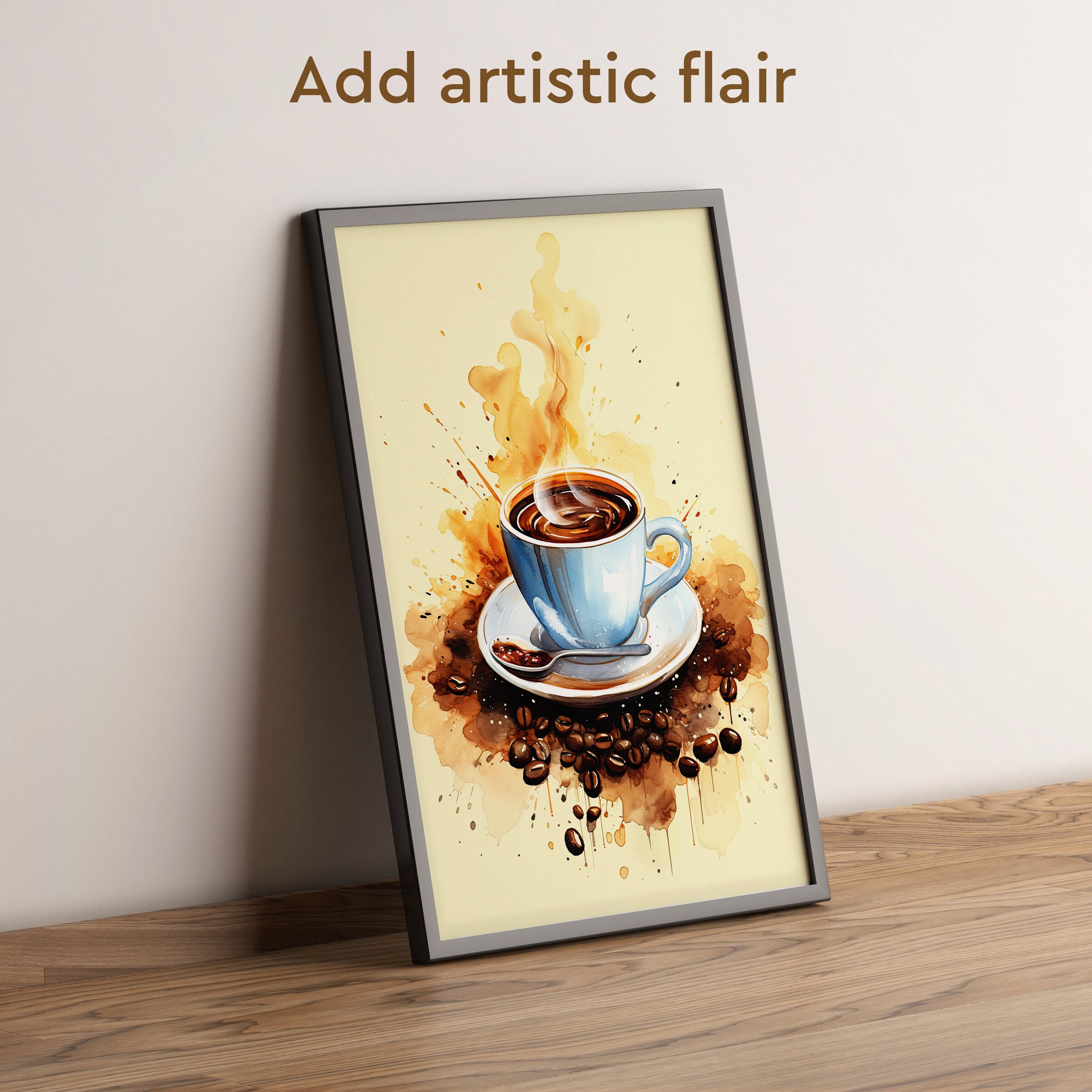 Retro Coffee Teacup Poster, Watercolor Paintings, Vintage Coffee Tea ...