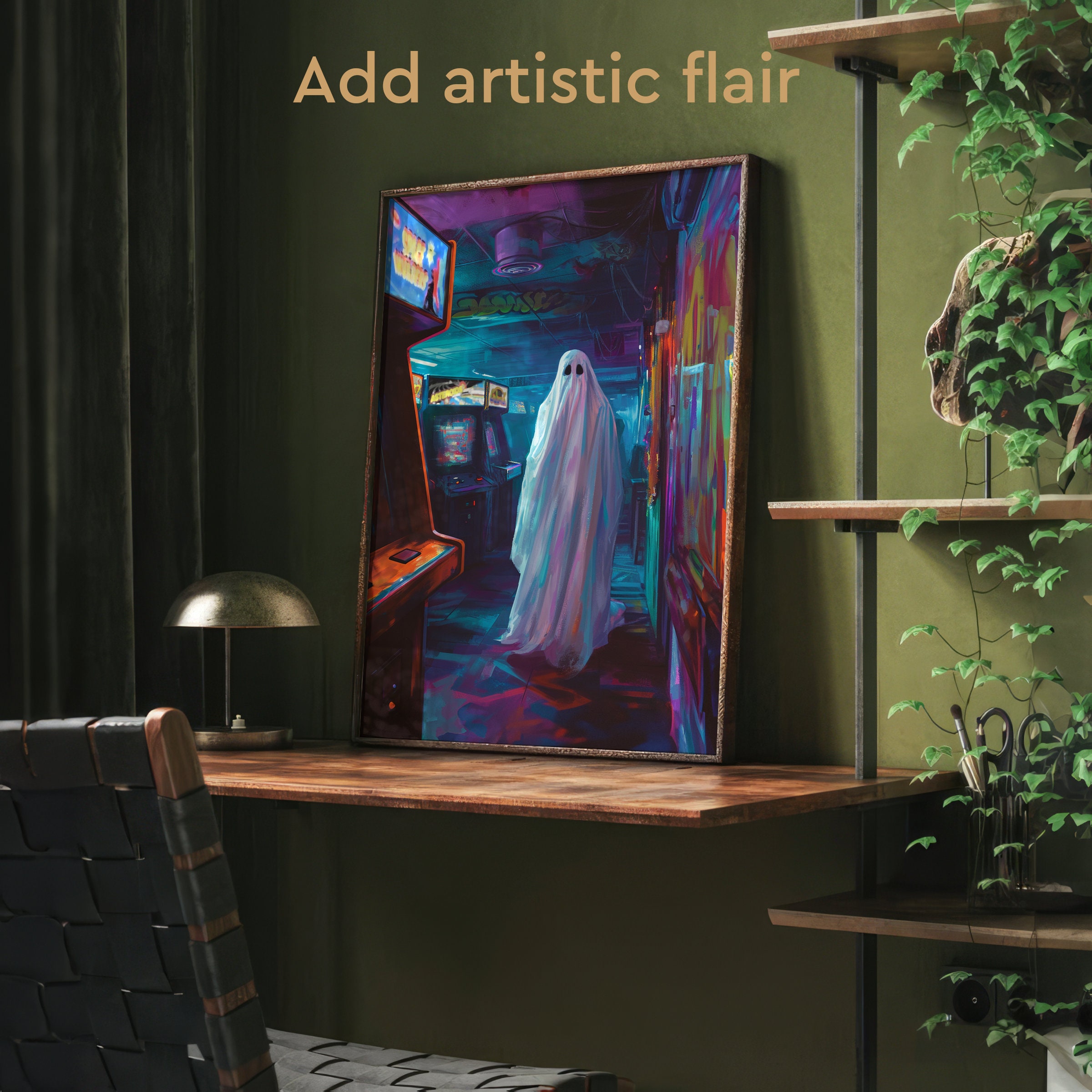 Arcade Room Haunting Ghost Poster, 80s Arcade Pattern, Retro Arcade ...