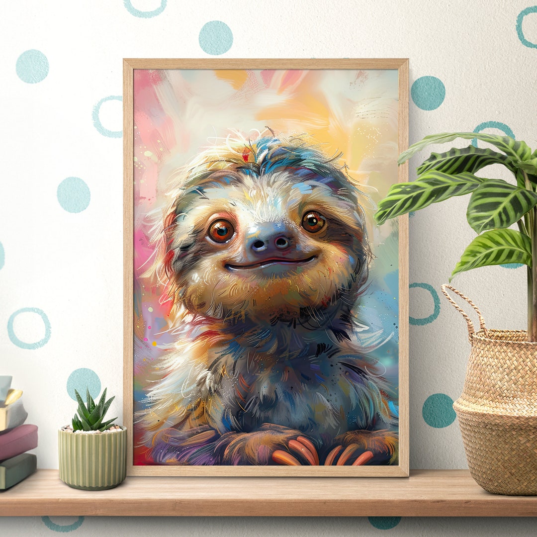 Wildlife Cute Sloth Nursery Poster, Sloth Lover Gift, Funny Sloth Print ...