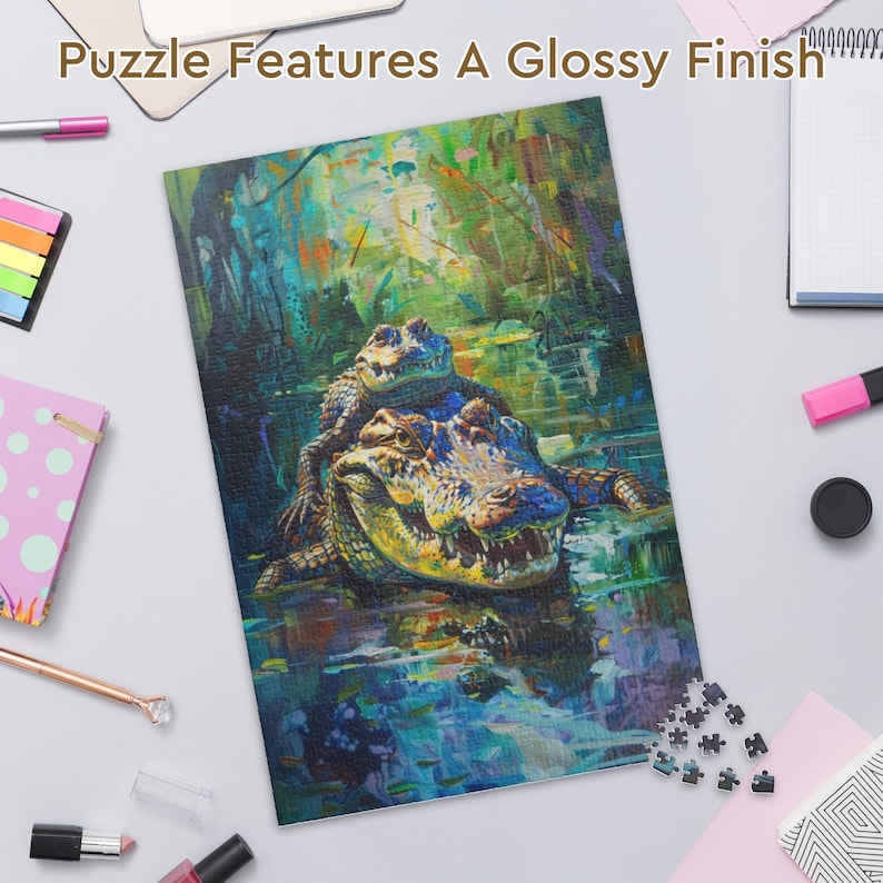 Swamp Wildlife Crocodile Family Jigsaw Puzzle, Mom and Baby Animal Wall ...