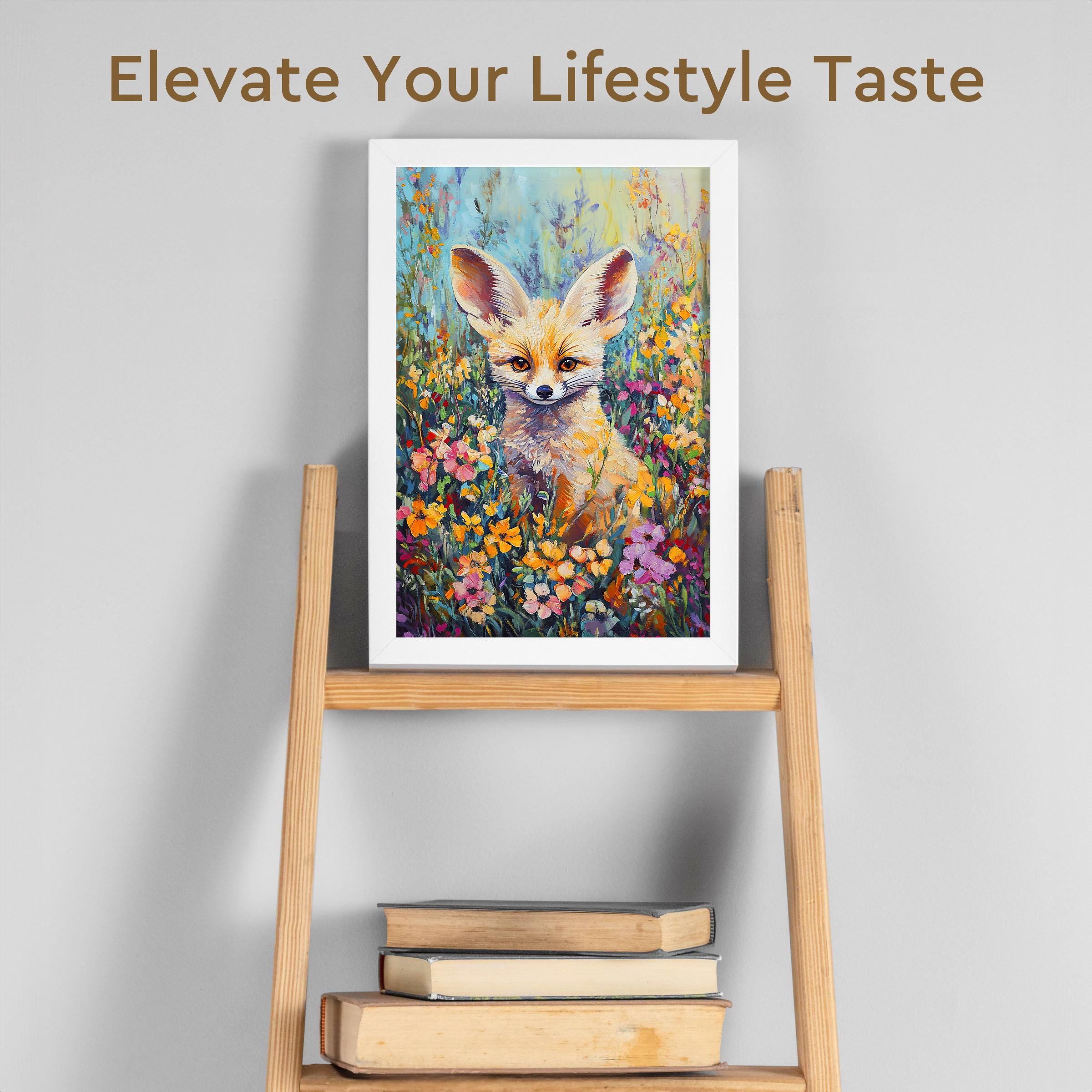 Flower Field Fennec Fox Poster, Funny Desert Fox, Vulpes Zerda Nursery ...
