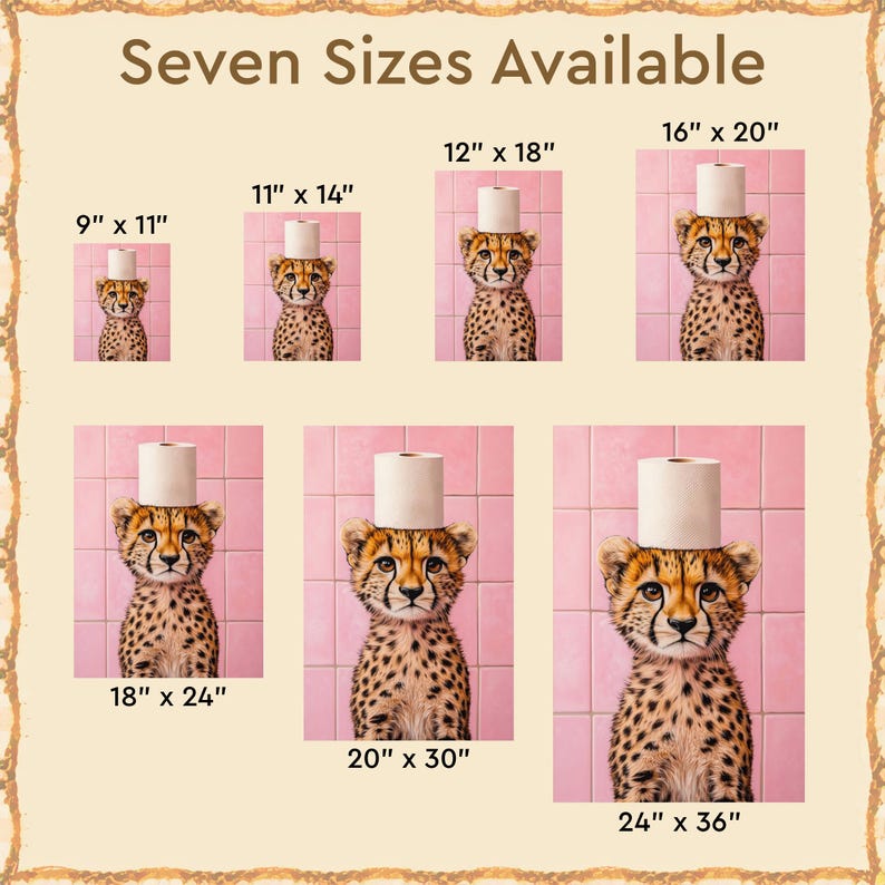 Bathroom Toilet Paper Cheetah Poster, Leopard Cub Print, Panther Lover ...