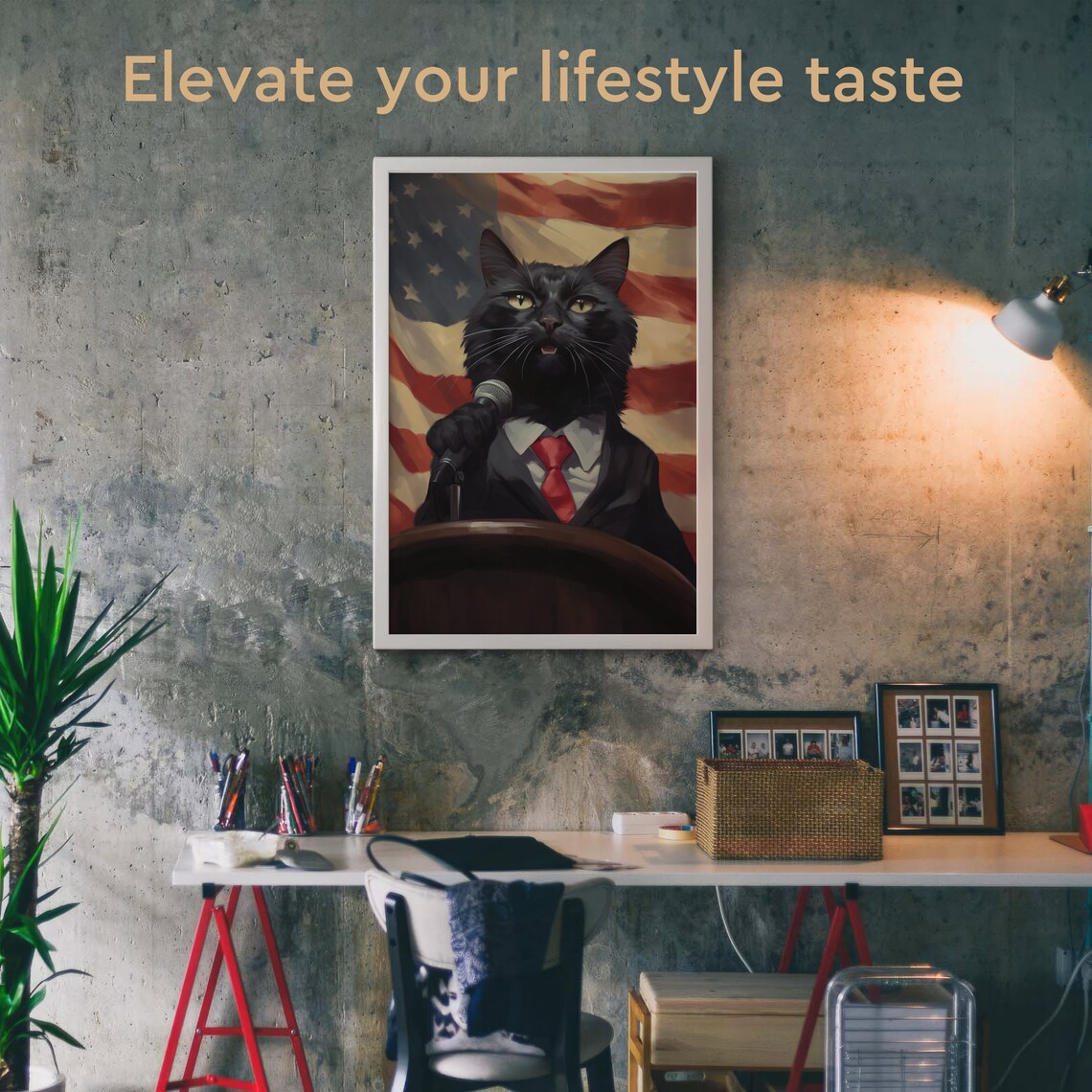 Exclusive President Black Cat Poster, Funny Kitten Wall Art, Wall Pet ...