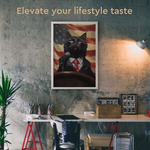 Exclusive President Black Cat Poster, Funny Kitten Wall Art, Wall Pet ...
