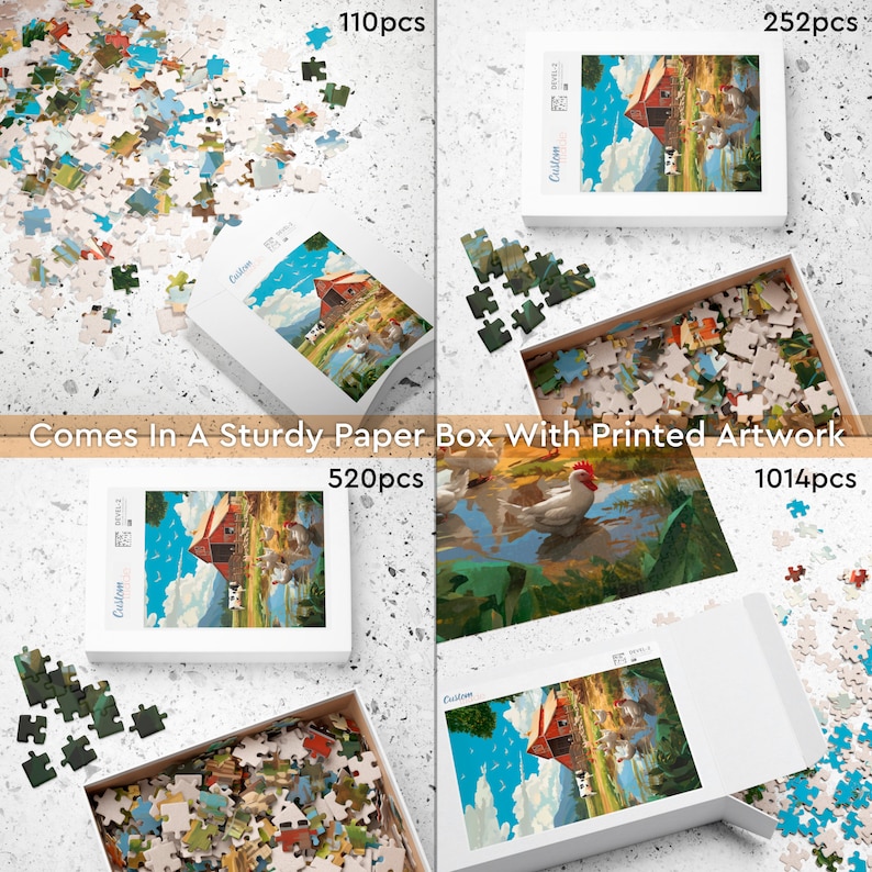 Barnyard Farm Animals Jigsaw Puzzle 110/252/520/1014 Piece - Etsy