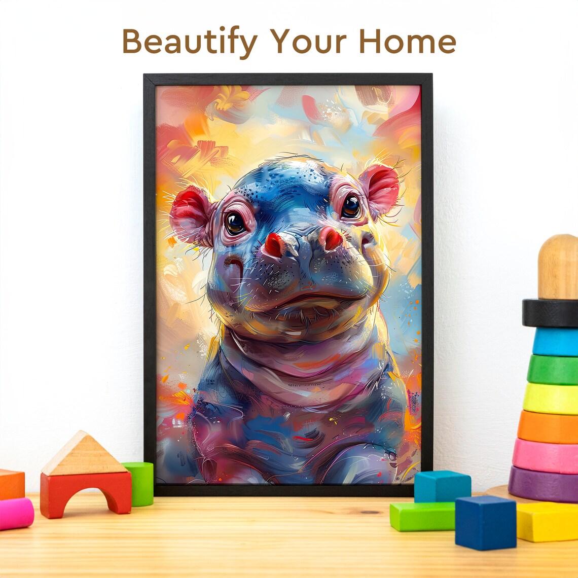 Wildlife Cute Hippo Nursery Poster, Hippo Lover Gift, Funny Hippo Print ...