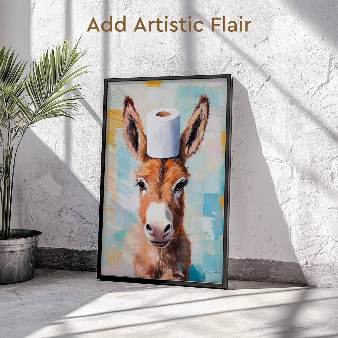 Bathroom Toilet Paper Donkey Poster, Funny Burro Print, Mule Lover ...
