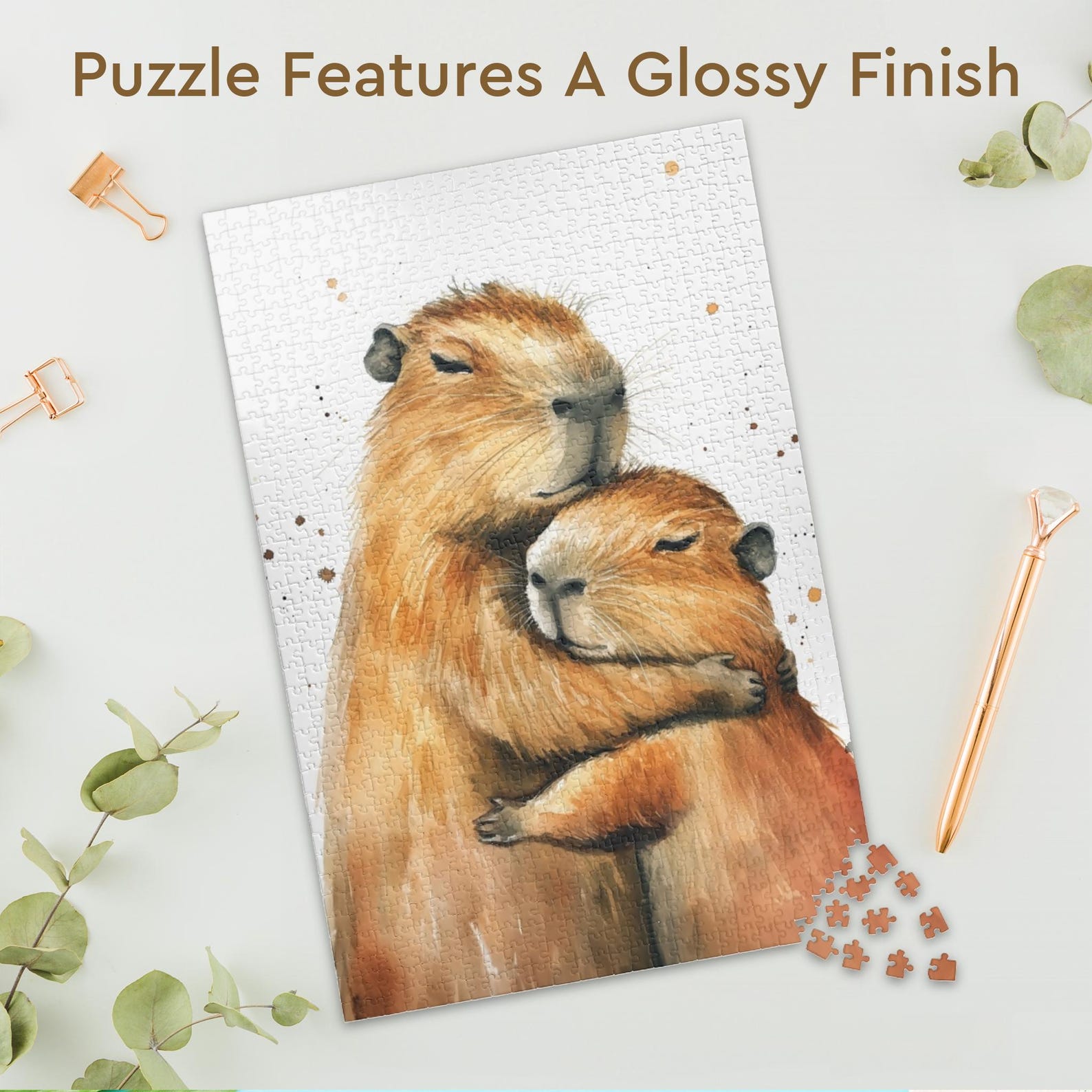 Lovely Capybara Cuddling Portrait Jigsaw Puzzle, 110/252/520/1014 Pcs ...