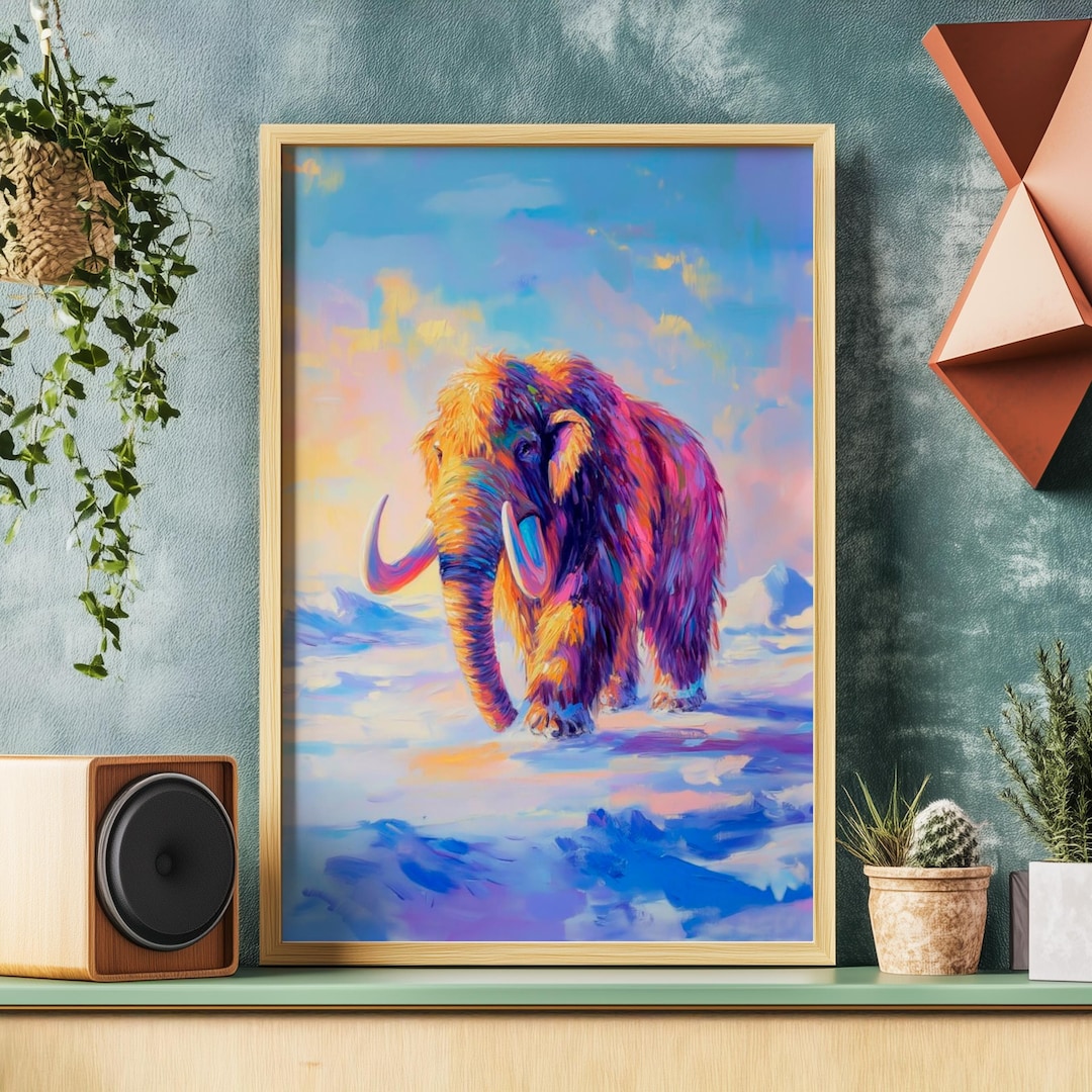 Ice Age Woolly Mammoth Poster, Majestic Furry Mammoth Print ...