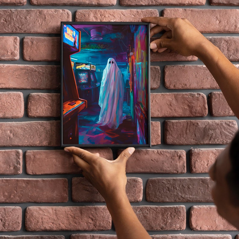 Arcade Room Haunting Ghost Poster, 80s Arcade Pattern, Retro Arcade ...