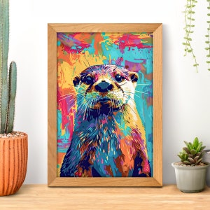 Pop Art Otter Portrait Poster, Otter Lover Gift, Funny Sea Otter Print ...