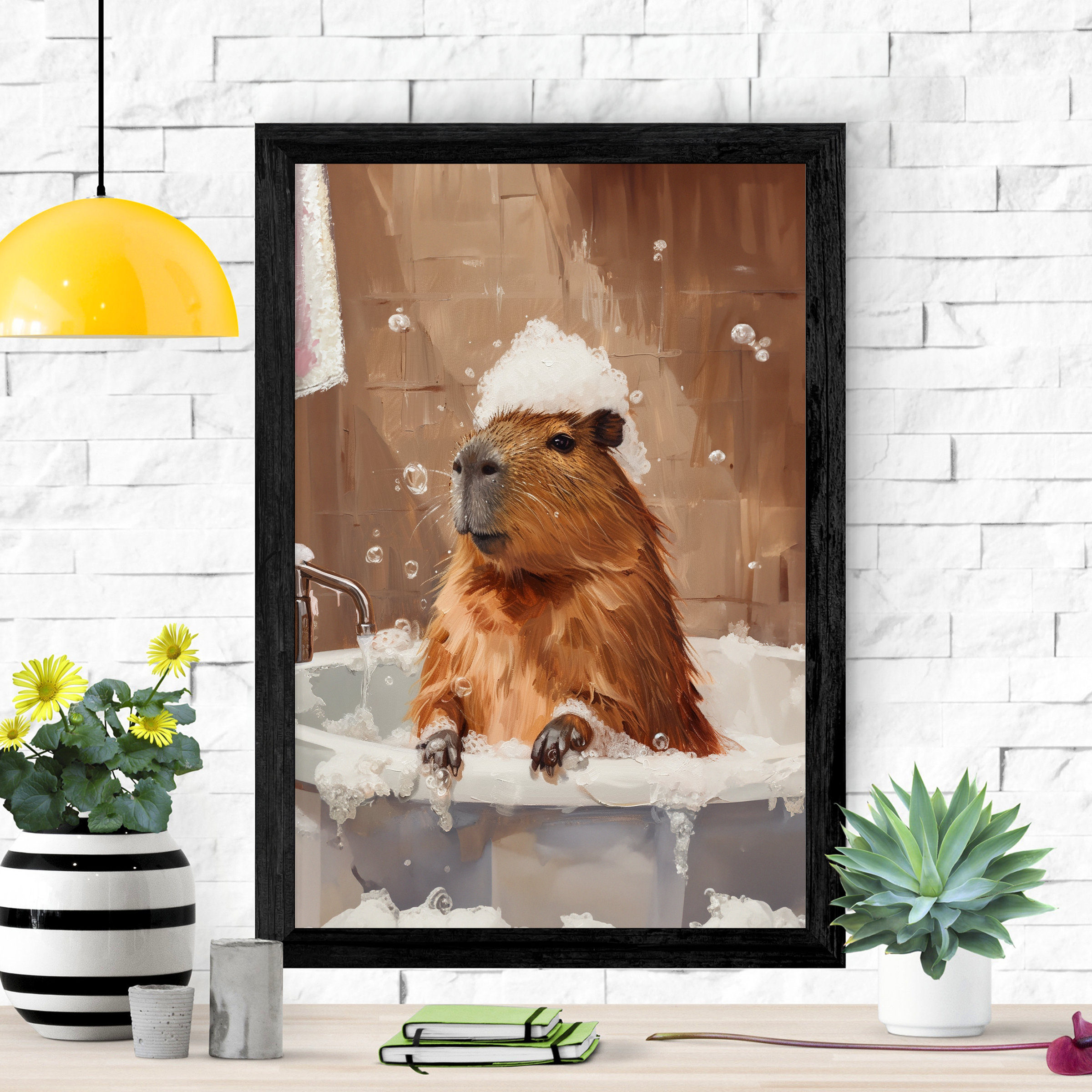 Bathtub Bubble Bath Capybara Poster, Bathroom Wall Art, Funny Capybara ...