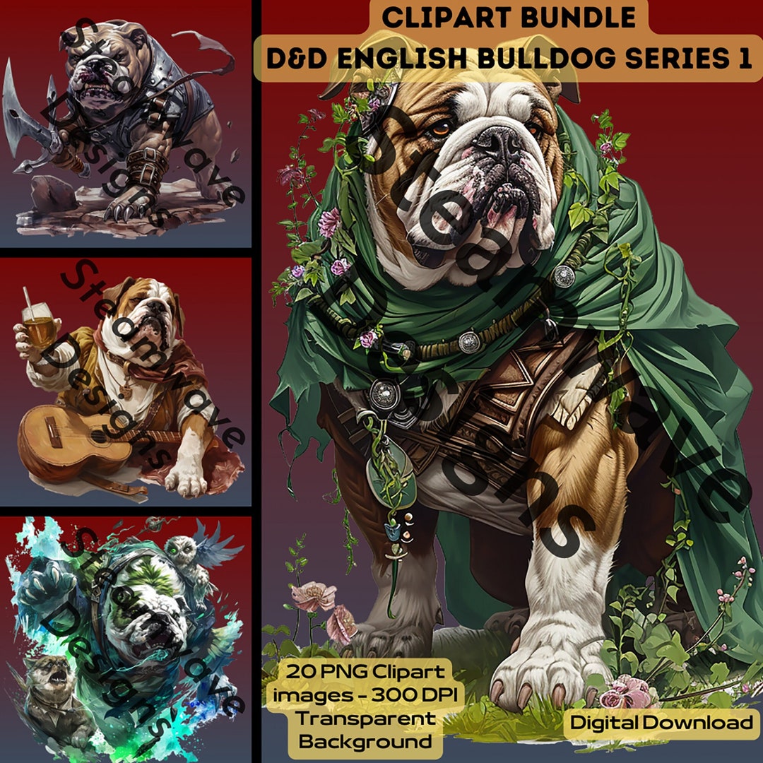 D&D English Bulldog Clipart: Fantasy Bulldogs, PNG (digital Download ...