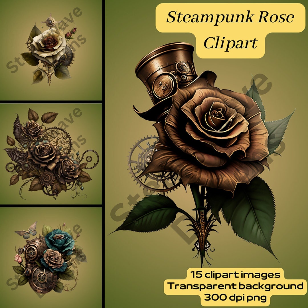 Steampunk Rose Clipart, Transparent Background, 15 Png Clipart Images ...