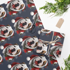 Christmas English Bulldog Wrapping Paper 2 - Etsy