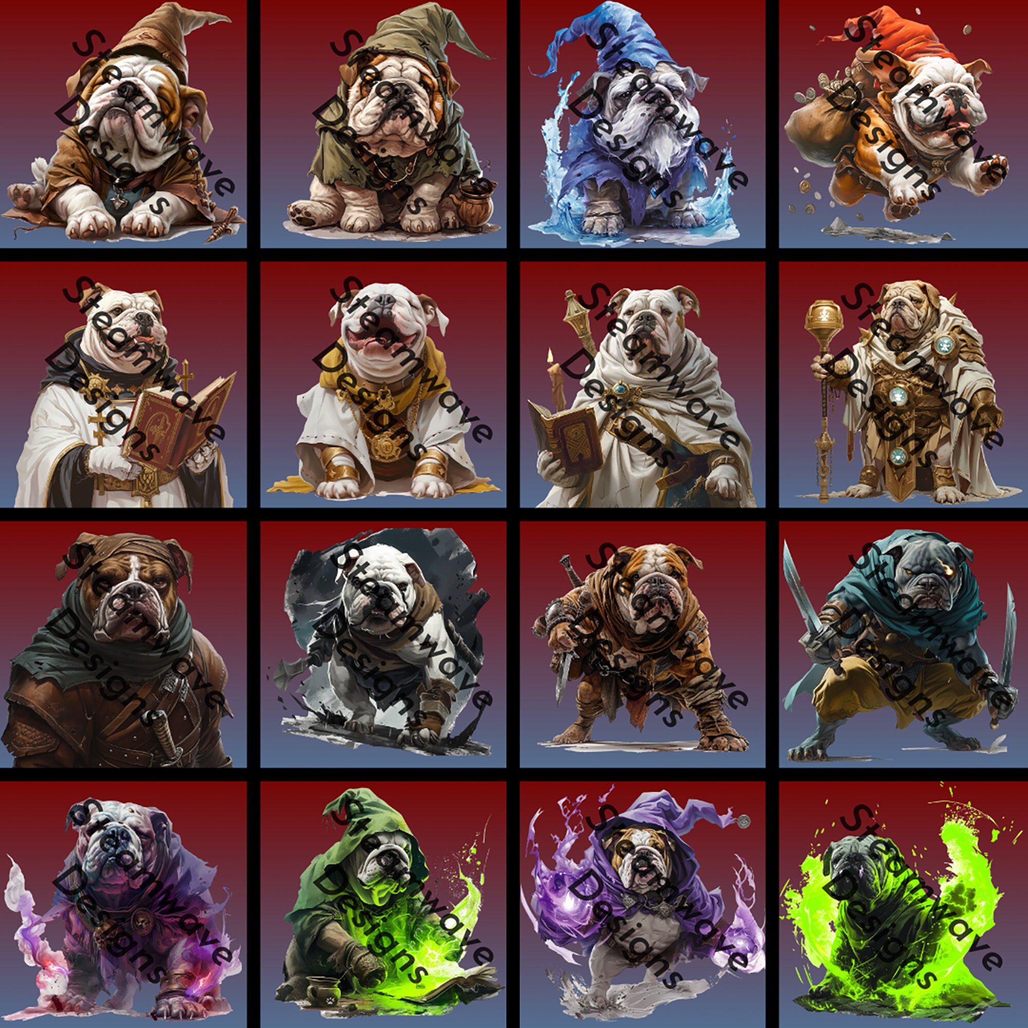 D&D English Bulldog Clipart: Series 2 PNG Images (digital Download) - Etsy
