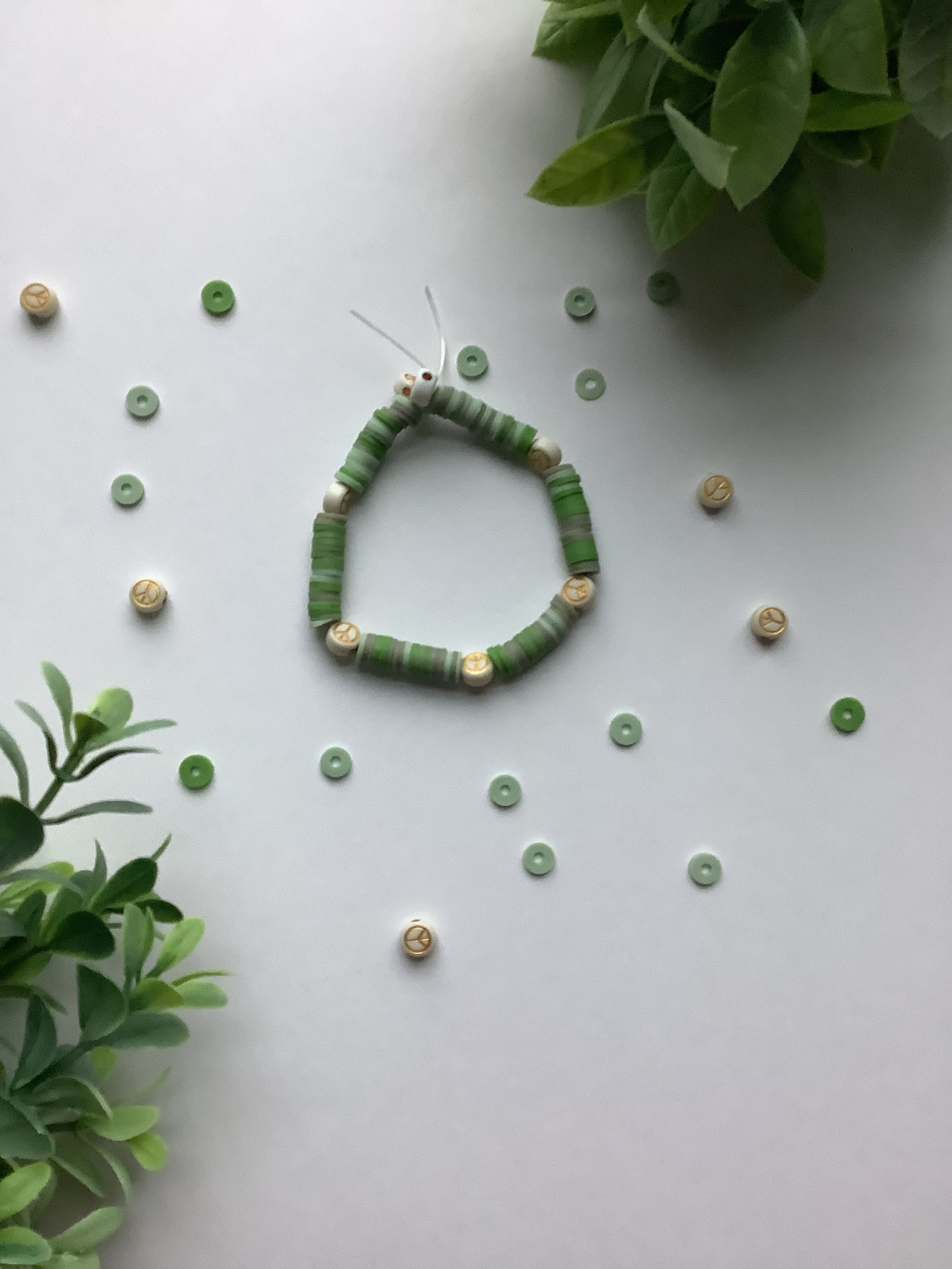 Pothos Peace Clay Bead Bracelet - Etsy