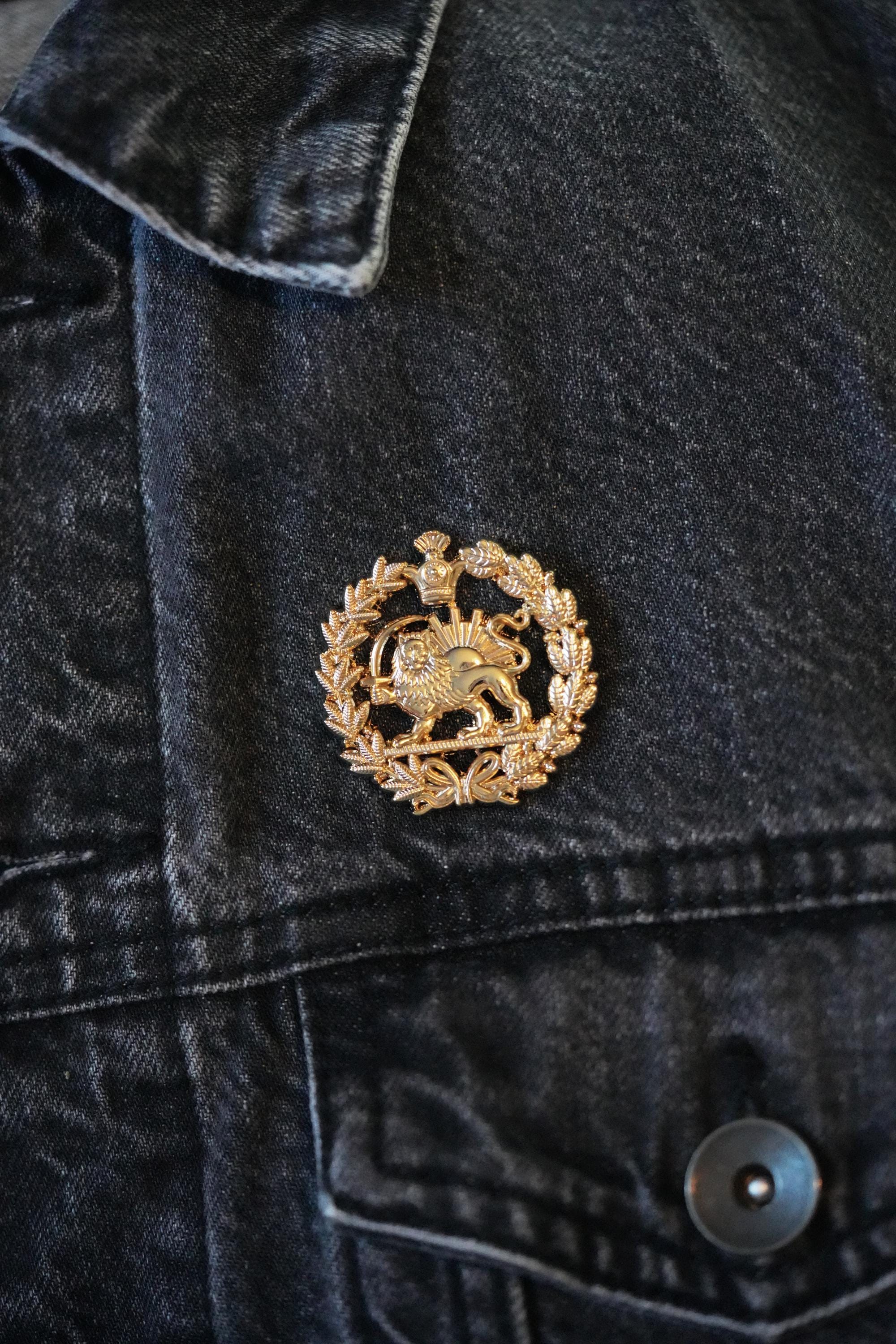 Shir O Khorshid Heritage Lapel Badge - Lion and Sun Golden Pin – Shah ...