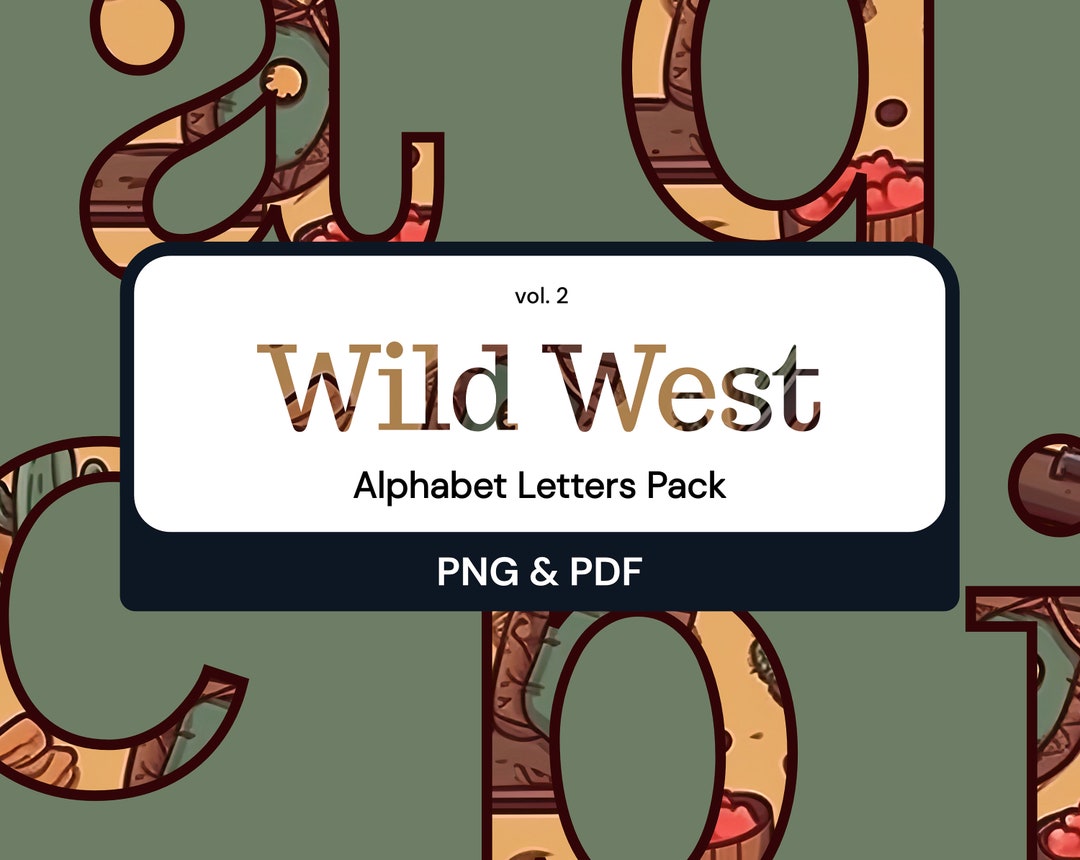 Wild West Alphabet PNG: Cowboy Letters, Numbers, Symbols (digital ...