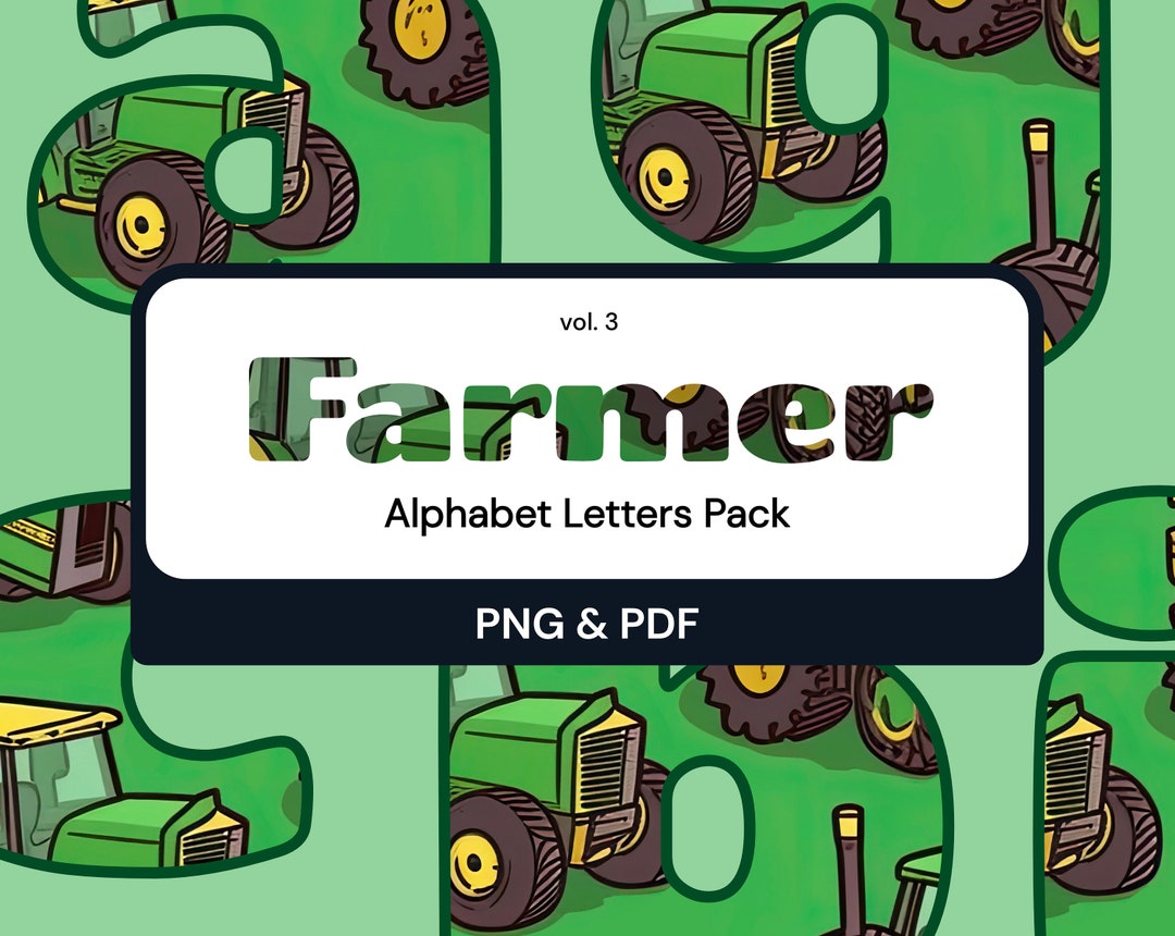 Farmers PNG Alphabet Letters Pack Digital Download Vol. 3 - Etsy