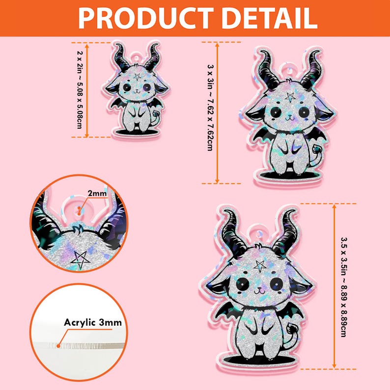 Kawaii Baphomet Acrylic Keychain, Black White Goat Keychain, Bag Tag - Etsy
