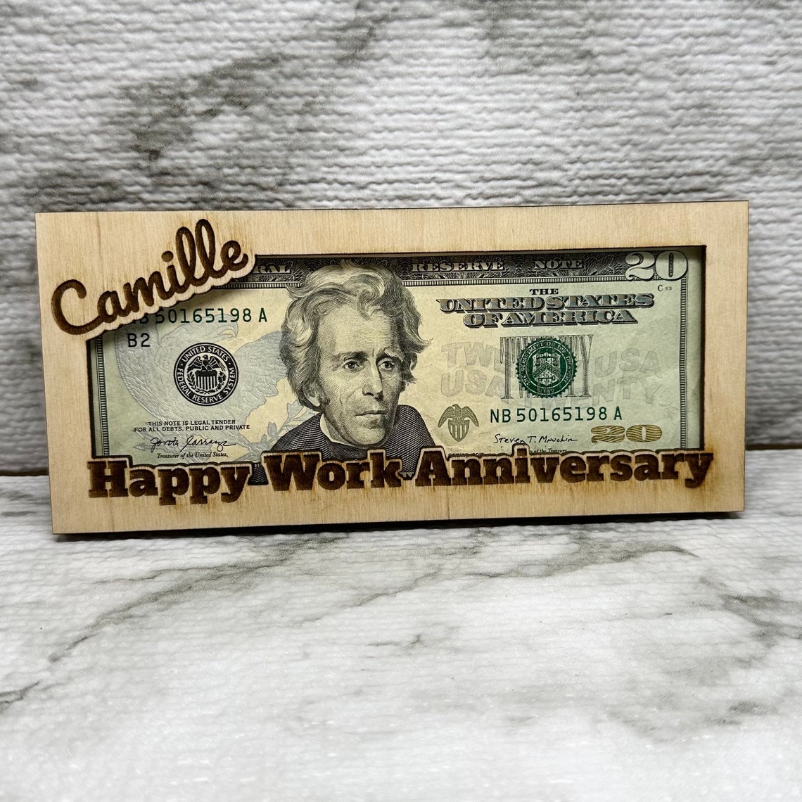 Birch Wood Dollar Bill Holder: Anniversary, Birthday Cash Gift - Etsy