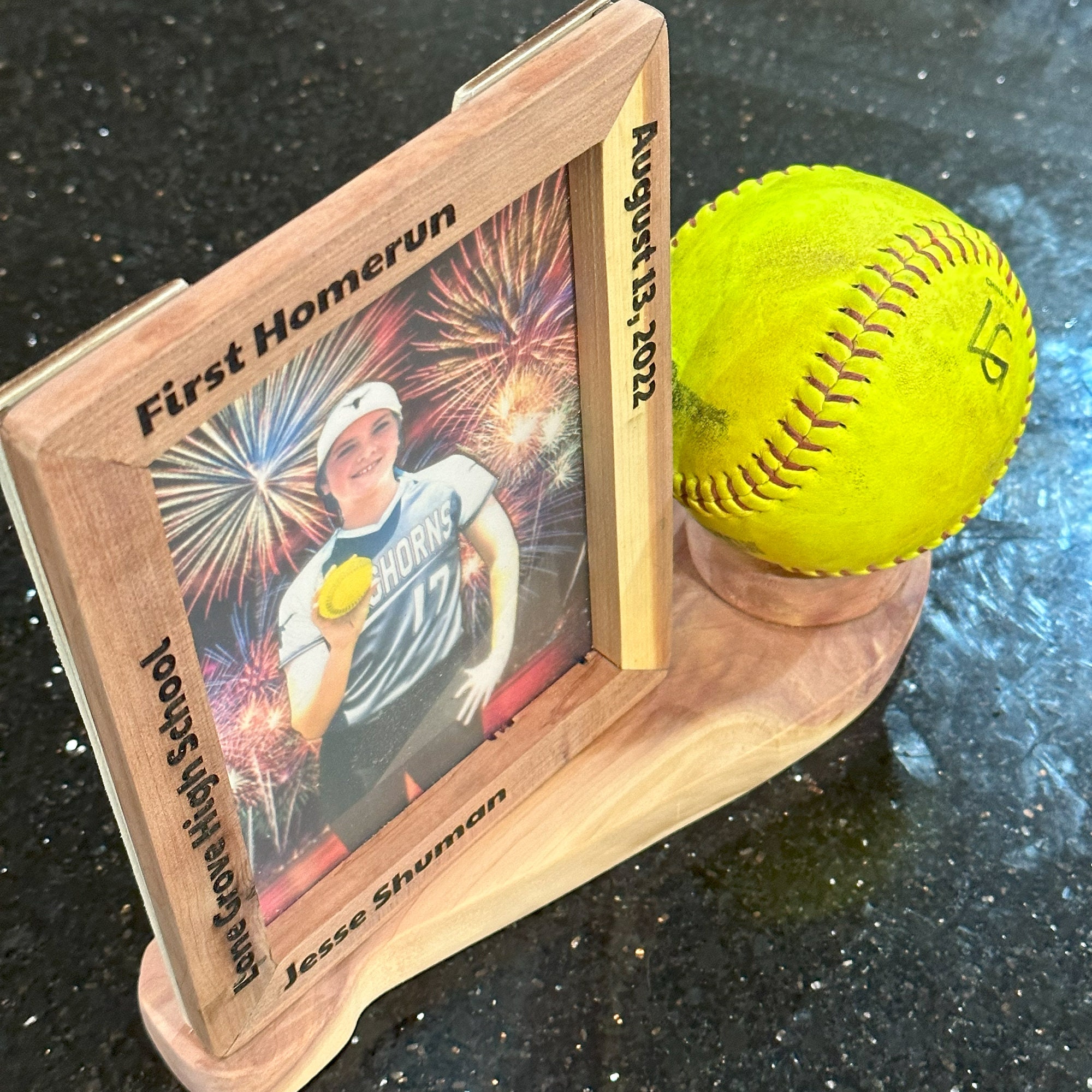 Softball and Baseball First Homerun Frame and Ball Holder. Unique Way ...