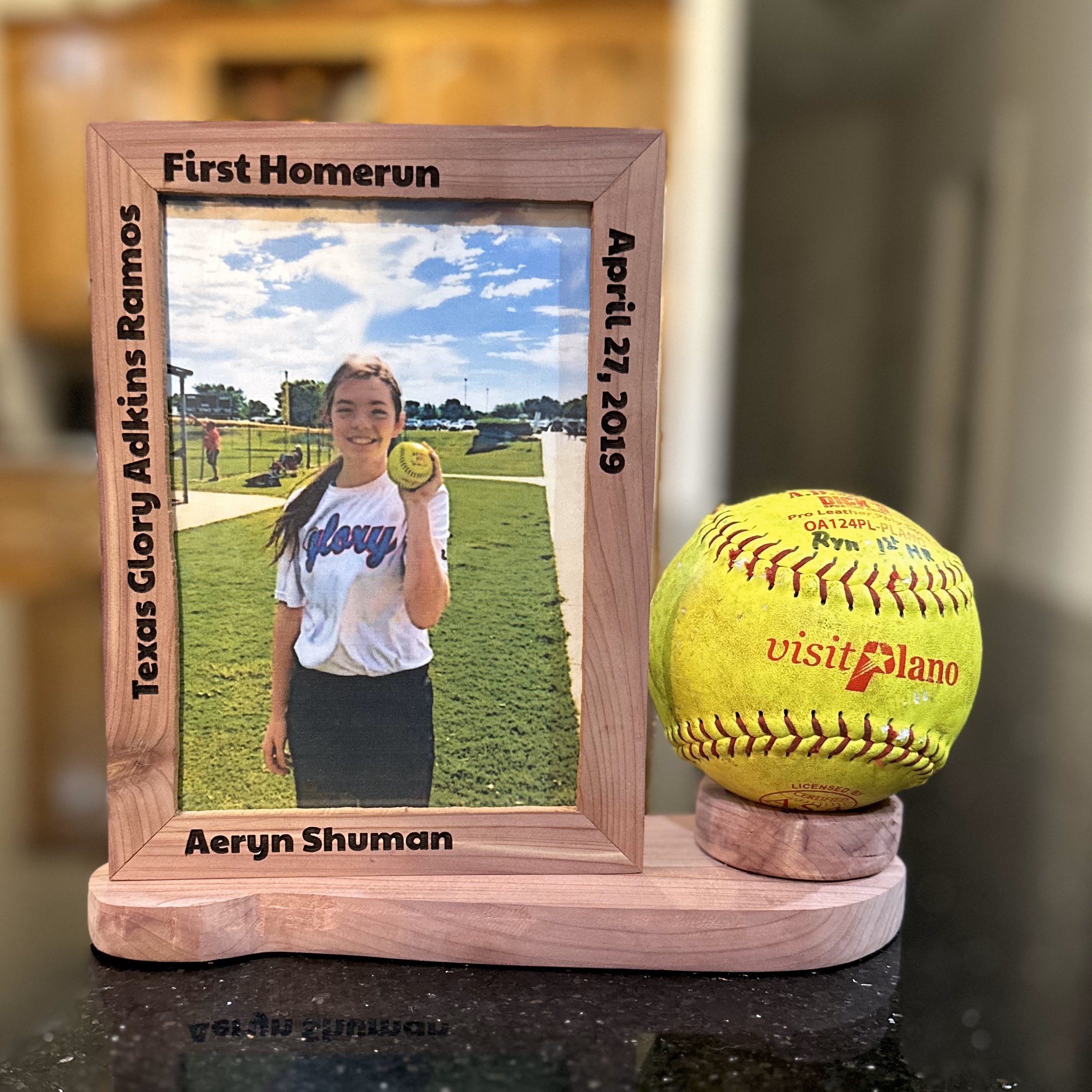 Softball and Baseball First Homerun Frame and Ball Holder. Unique Way ...