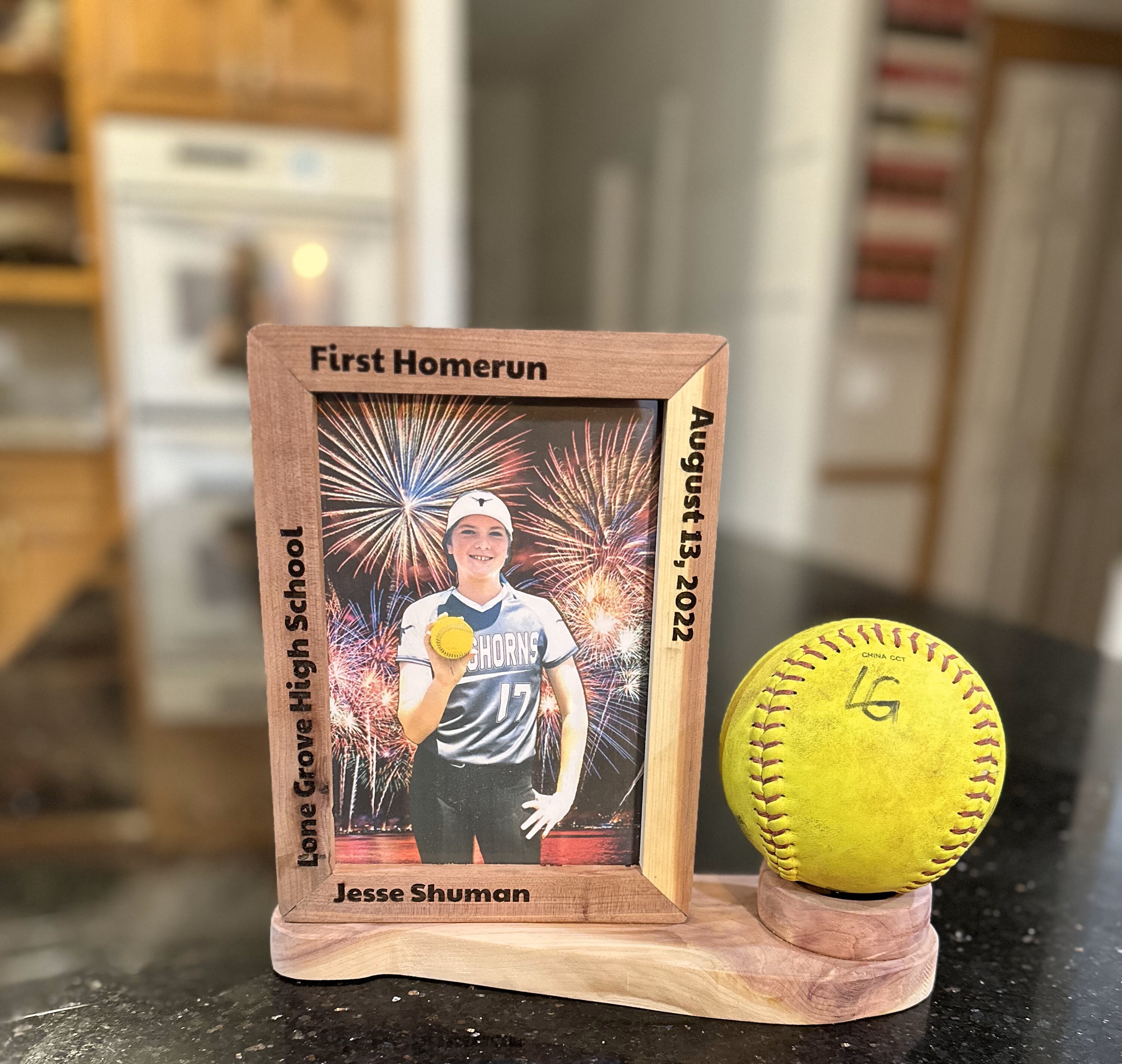 Softball and Baseball First Homerun Frame and Ball Holder. Unique Way ...
