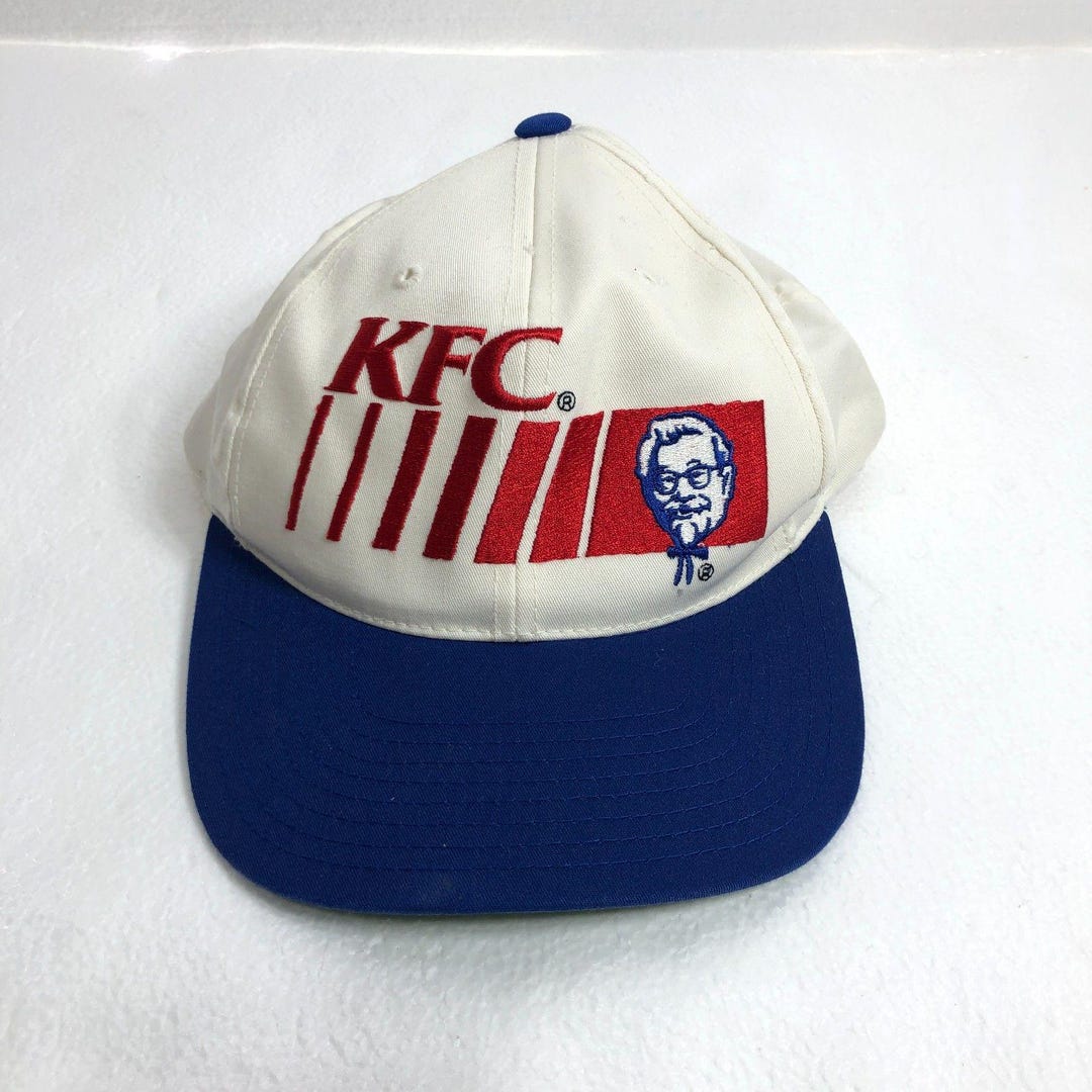 Vintage KFC Snapback Hat Baseball Cap White Blue With KFC Logo Colonel ...