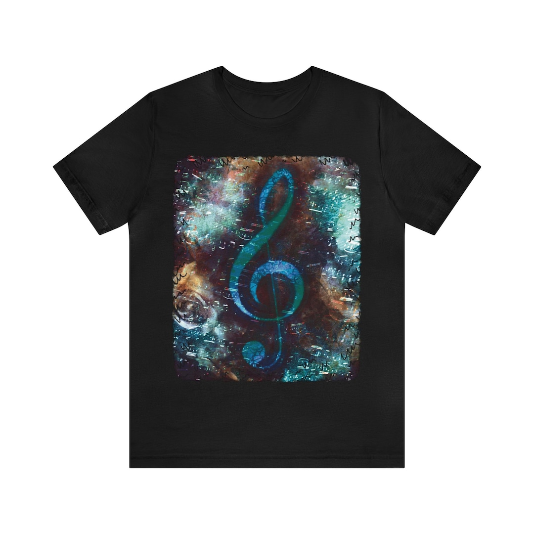Artistic Treble Clef Aesthetic Tshirt, Colorful Grunge Distressed Music ...