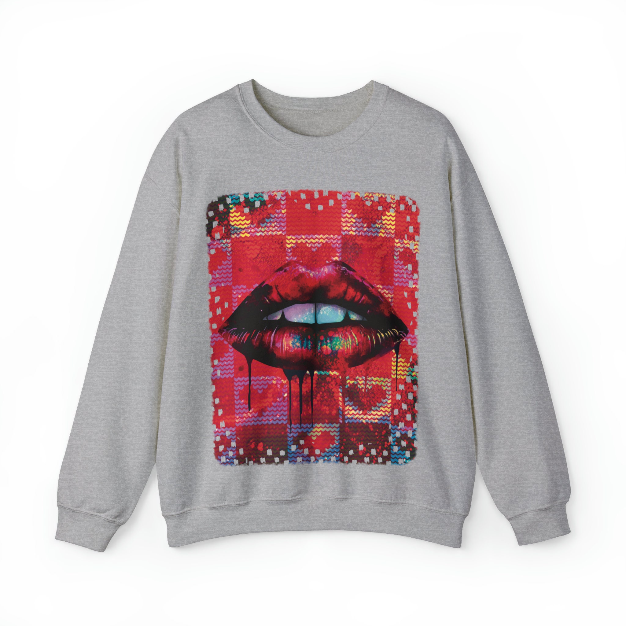 Artistic Dripping Lips Aesthetic Sweater, Cool Woman's Mouth Red ...