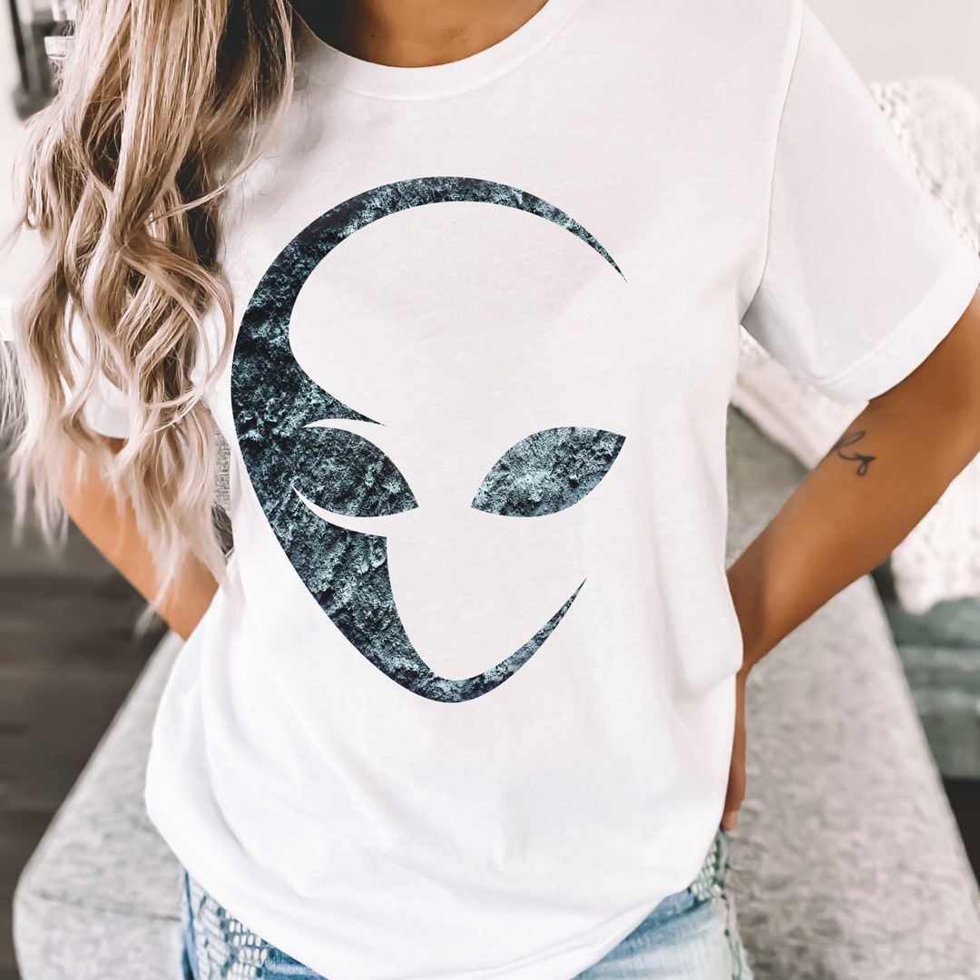 Faux Texture Gray Alien Head Silhouette Tshirt, Grey Concrete Looking ...