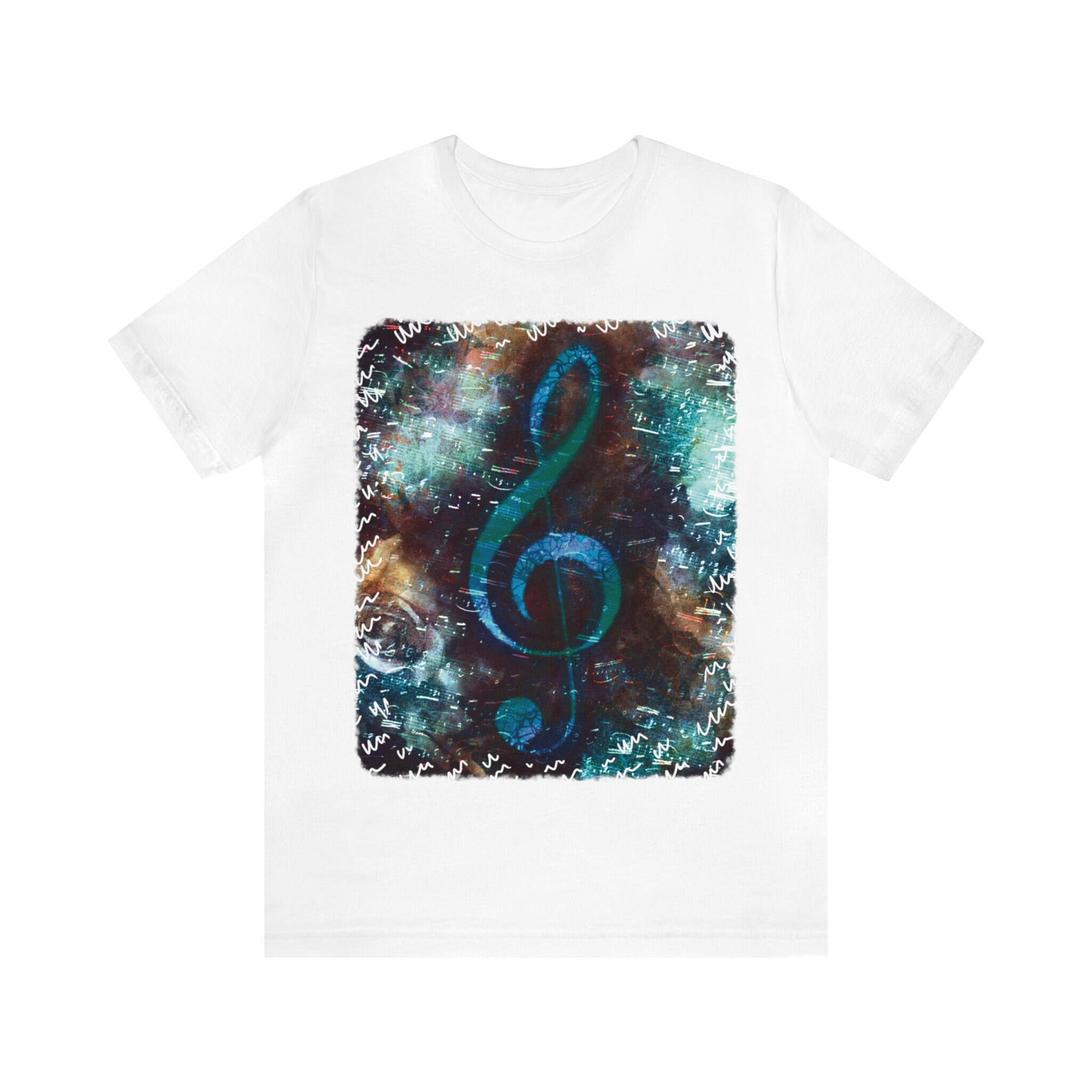 Artistic Treble Clef Aesthetic Tshirt, Colorful Grunge Distressed Music ...